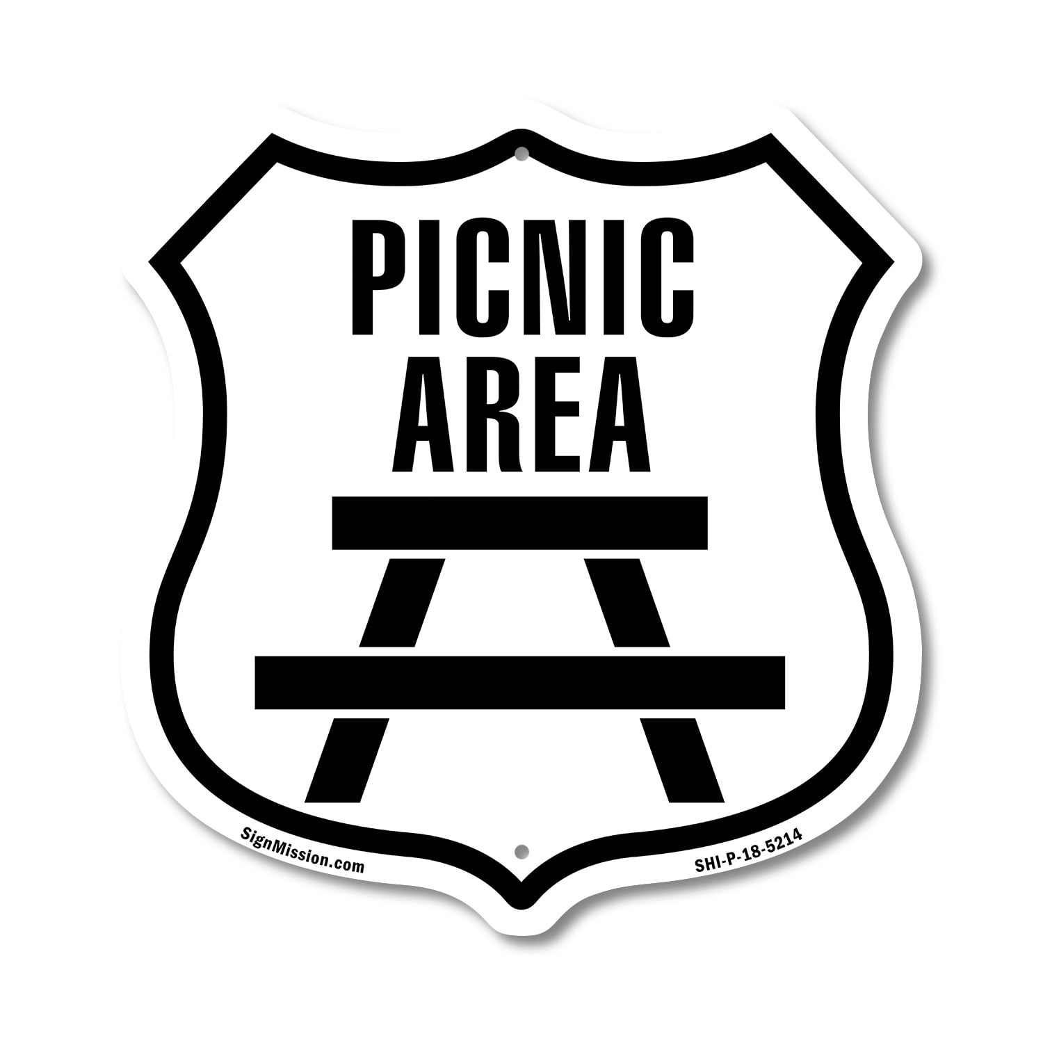 Picnic Area 12 inch X 12 inch Shield Shaped Commercial Grade Plastic ...