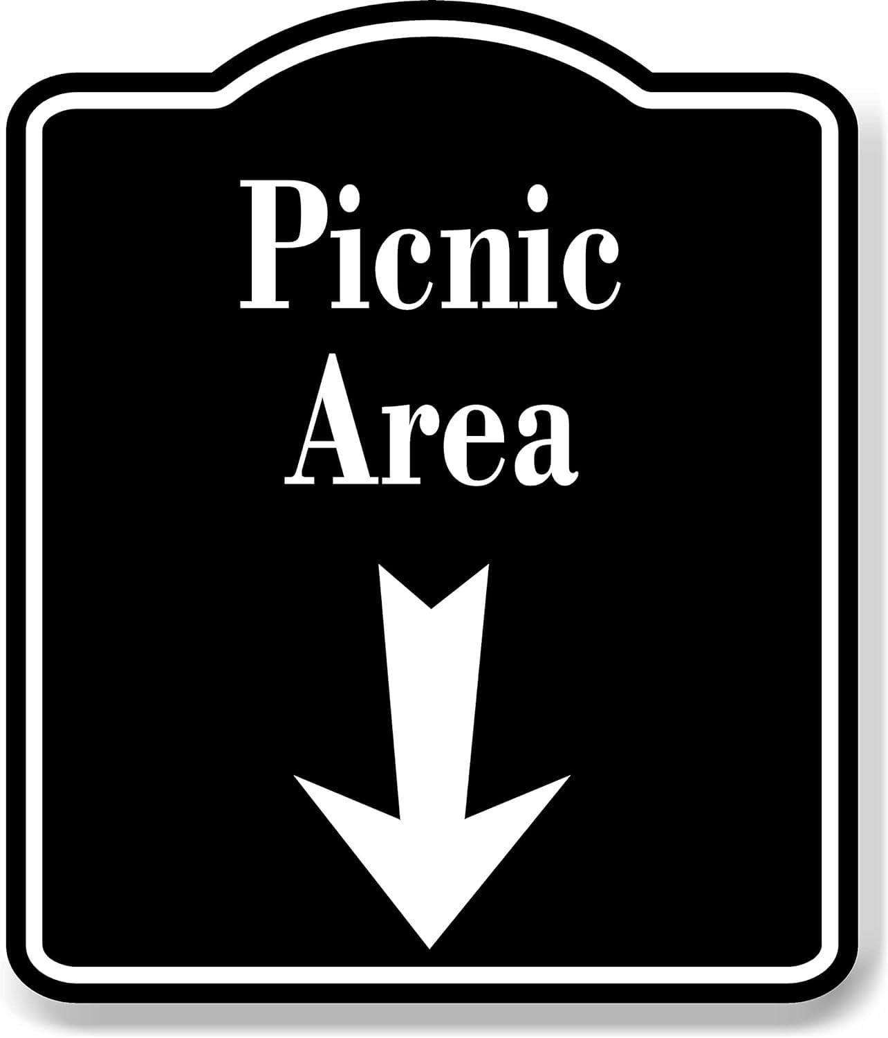 Picnic Area Down Arrow BLACK Aluminum Composite Sign, 20"24" - Walmart.com