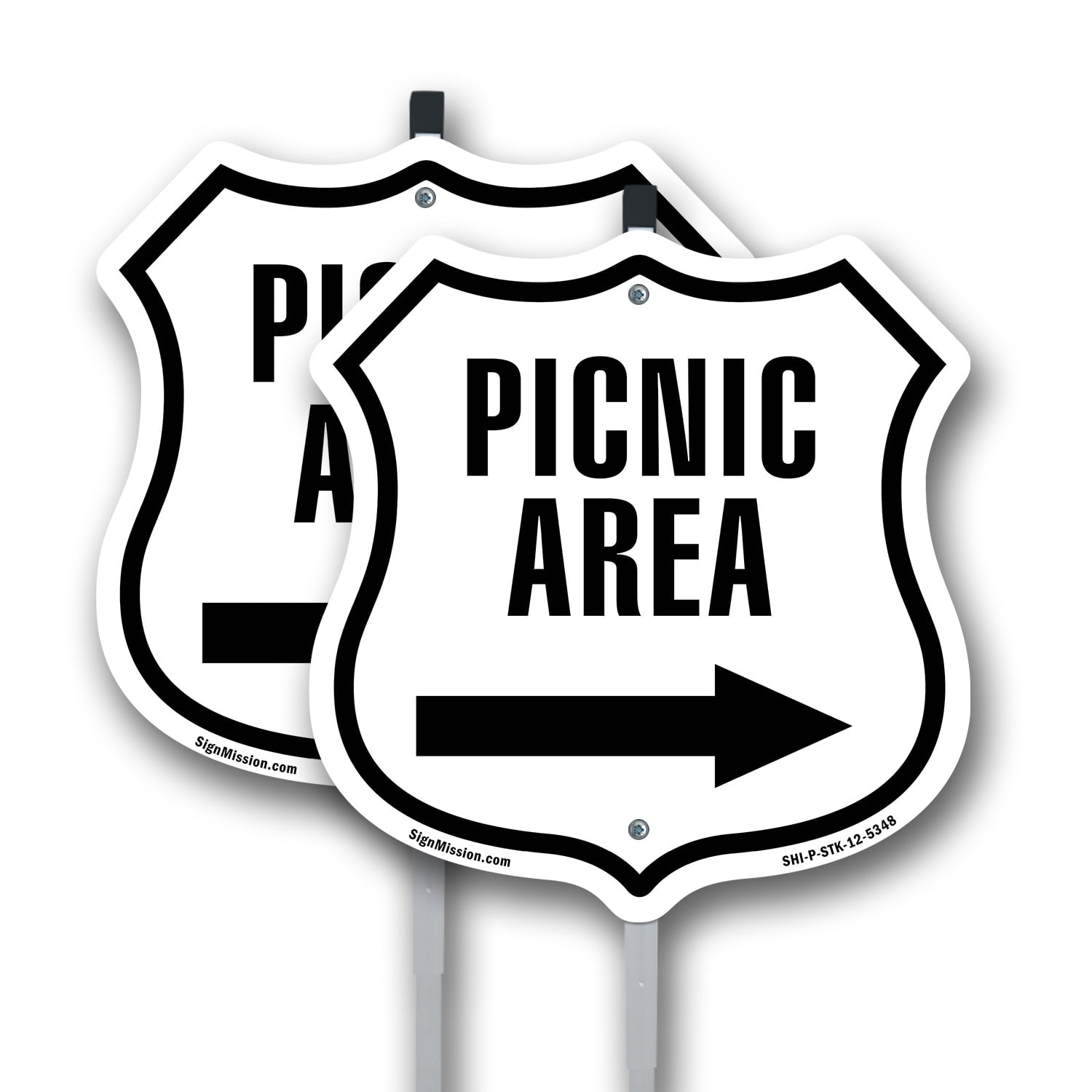 Picnic Area Right (2 Pack) 12 inch X 12 inch Shield Shaped Commercial ...
