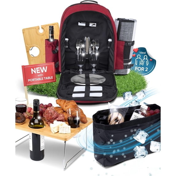 Picnic Backpack for 2 - All-in-One for Couples [with Picnic Blanket ...