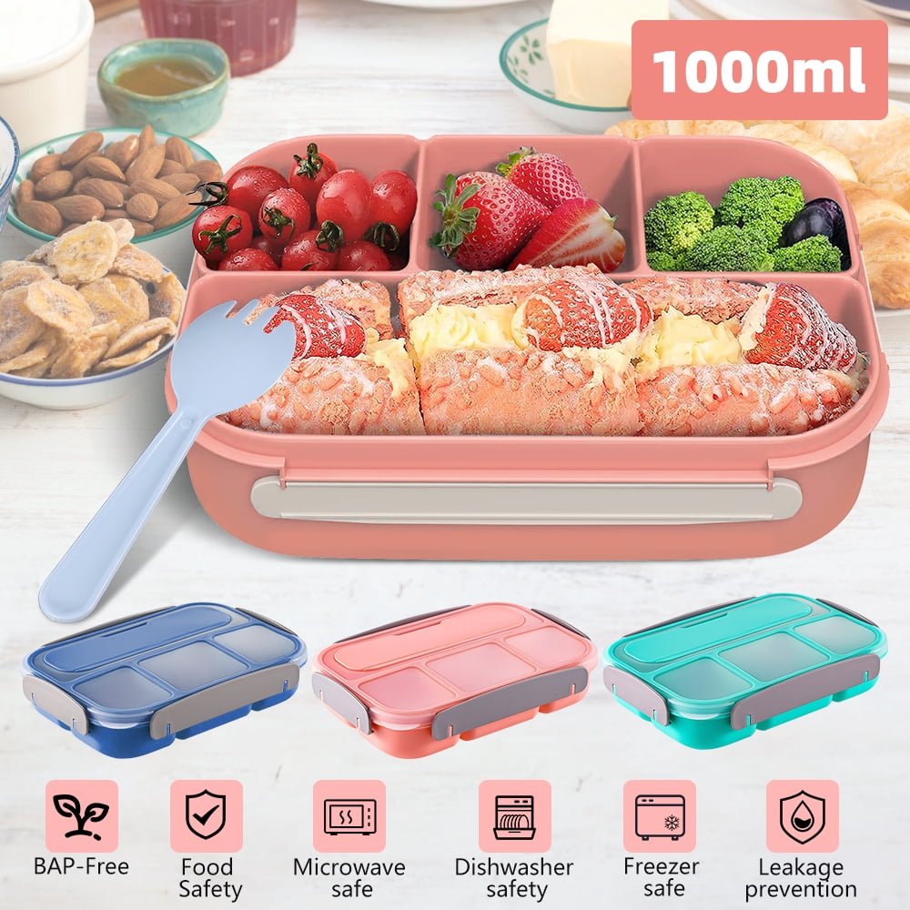 Picnic Bento Lunch Box Food Storage with 4 Compartment Leak-proof ...
