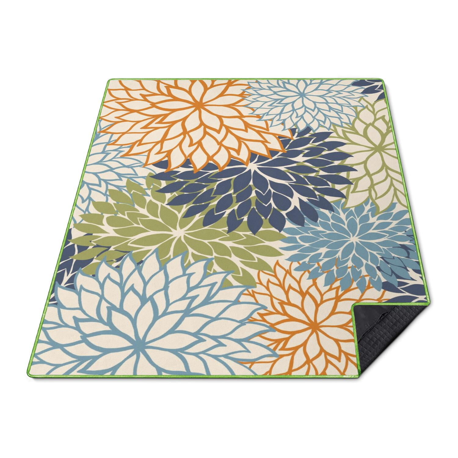 Picnic Blanket Waterproof 80"x60" Large Outdoor Foldable Floral Art ...