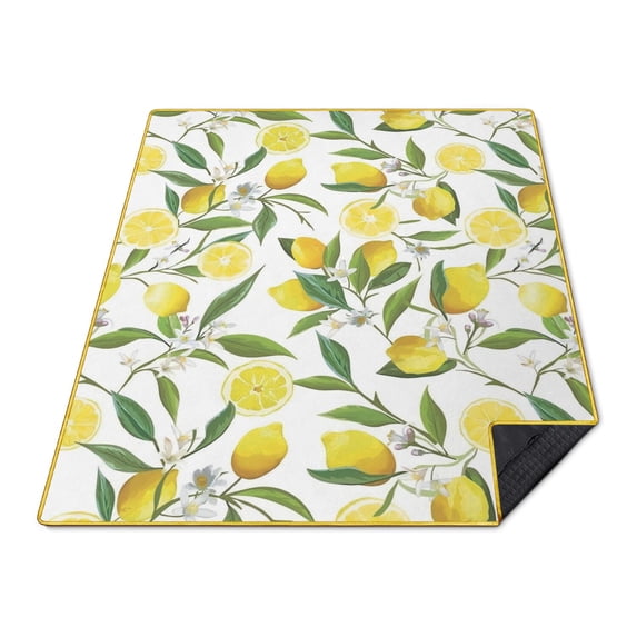 Picnic Blanket Waterproof 80"x60" Large Outdoor Foldable Lemon Thicker ...
