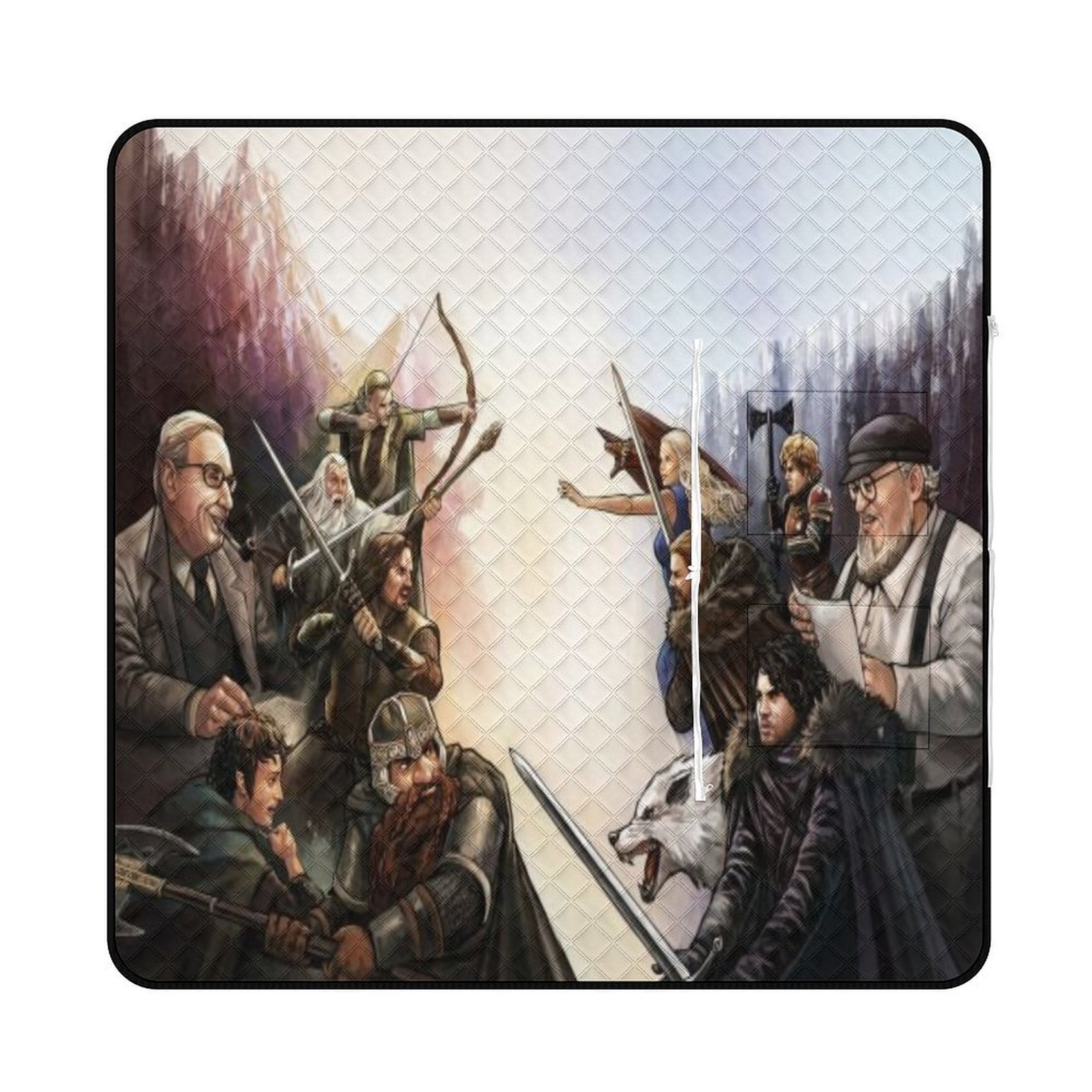 Picnic Mat Vintage The Lord of the Rings the war Fan Art 59.06" x 59.06",Picnic Blanket 4 Person ...