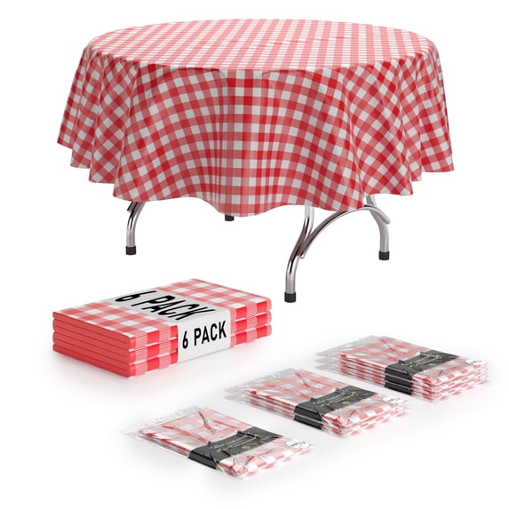 Picnic Table Cover 12 Pack Premium Round Disposable Tablecloth Red ...
