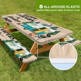 Picnic Table Cover with Bench Covers Elastic Edges, Farm Plaid Fitted ...