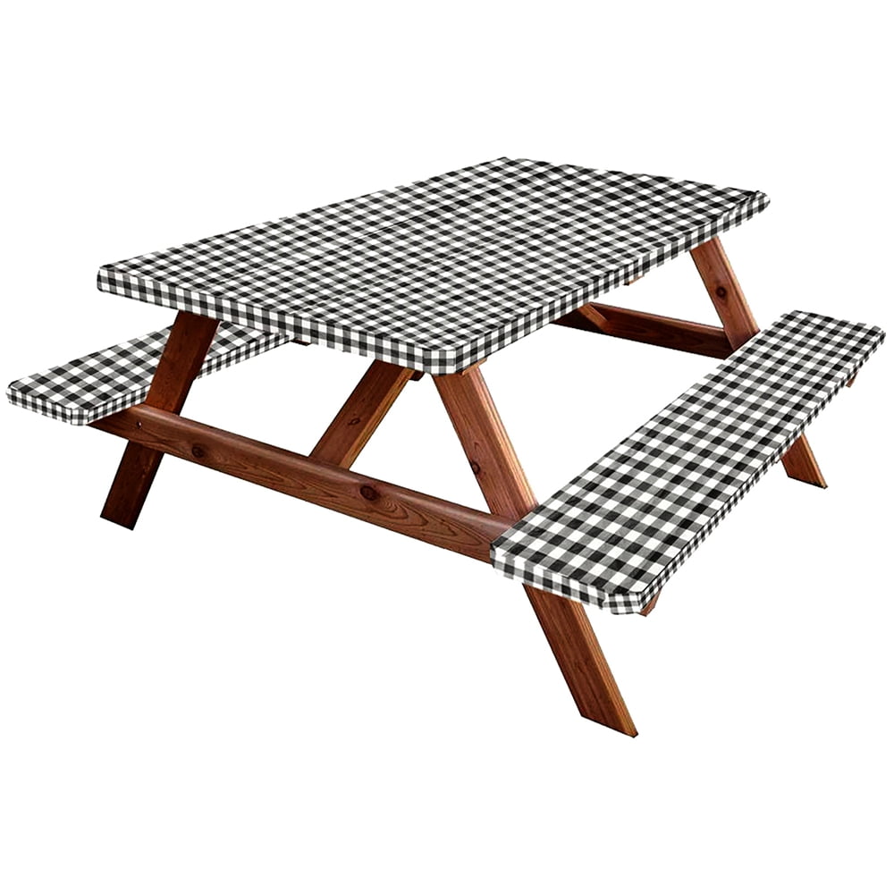 Picnic Table Cover with Bench Covers Vinyl Tablecloth with Elastic Band ...