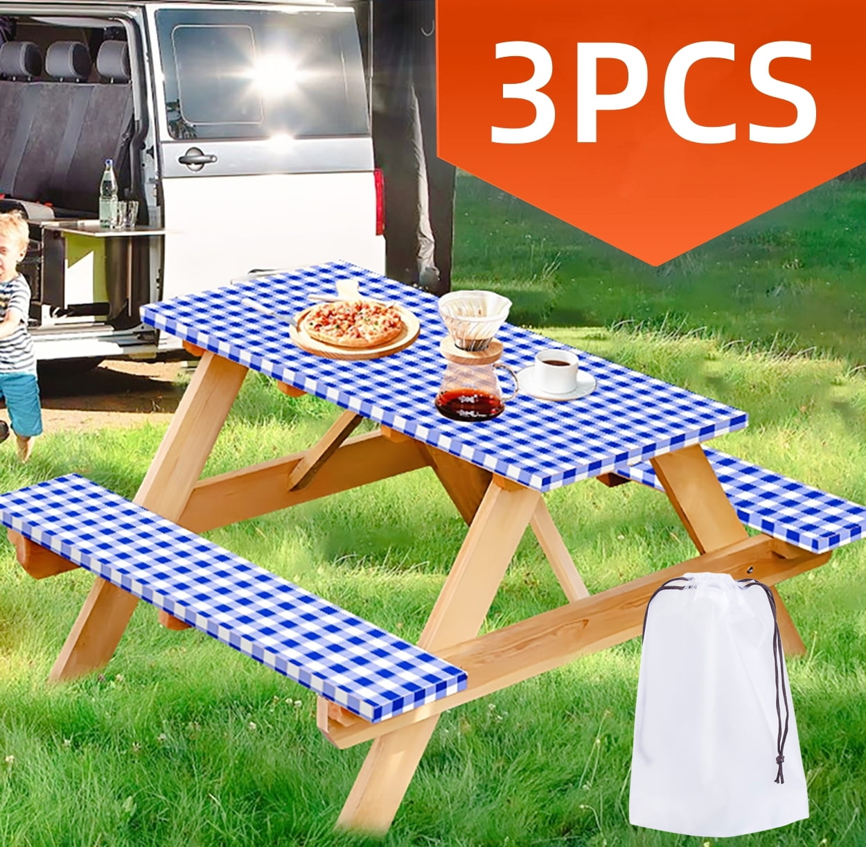 Picnic Table Cover Bench Covers Waterproof Picnic Tablecloth Flannel ...