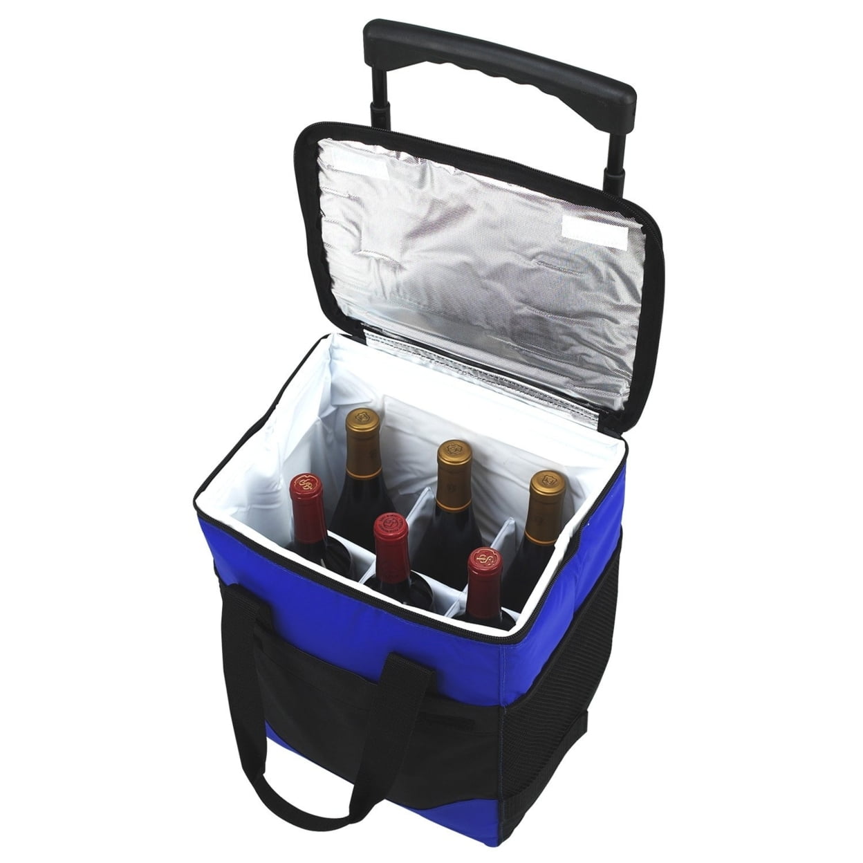 Picnic at Ascot 32 Can Collapsible Rolling Cooler w 6 Wine Bottle ...