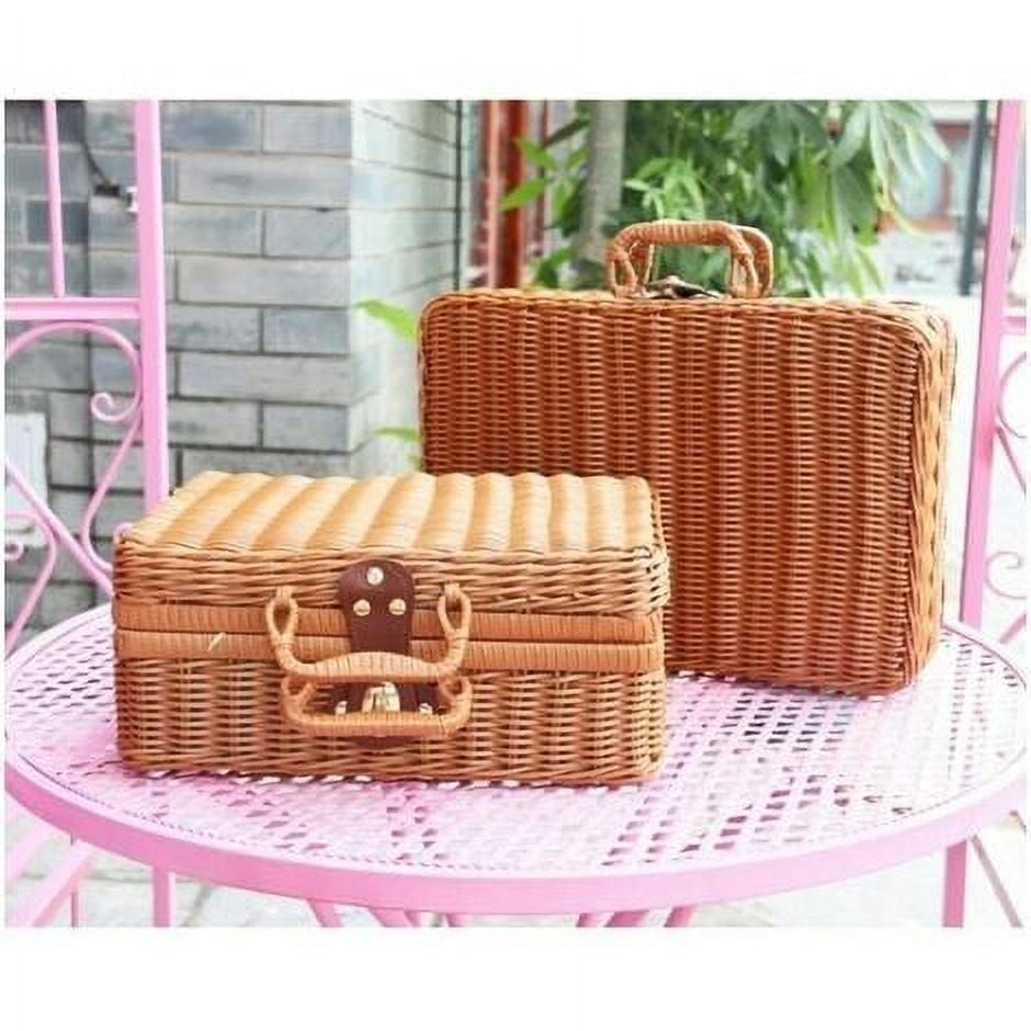 Picnic box picnic basket 352412cm rattan storage retro luggage ...
