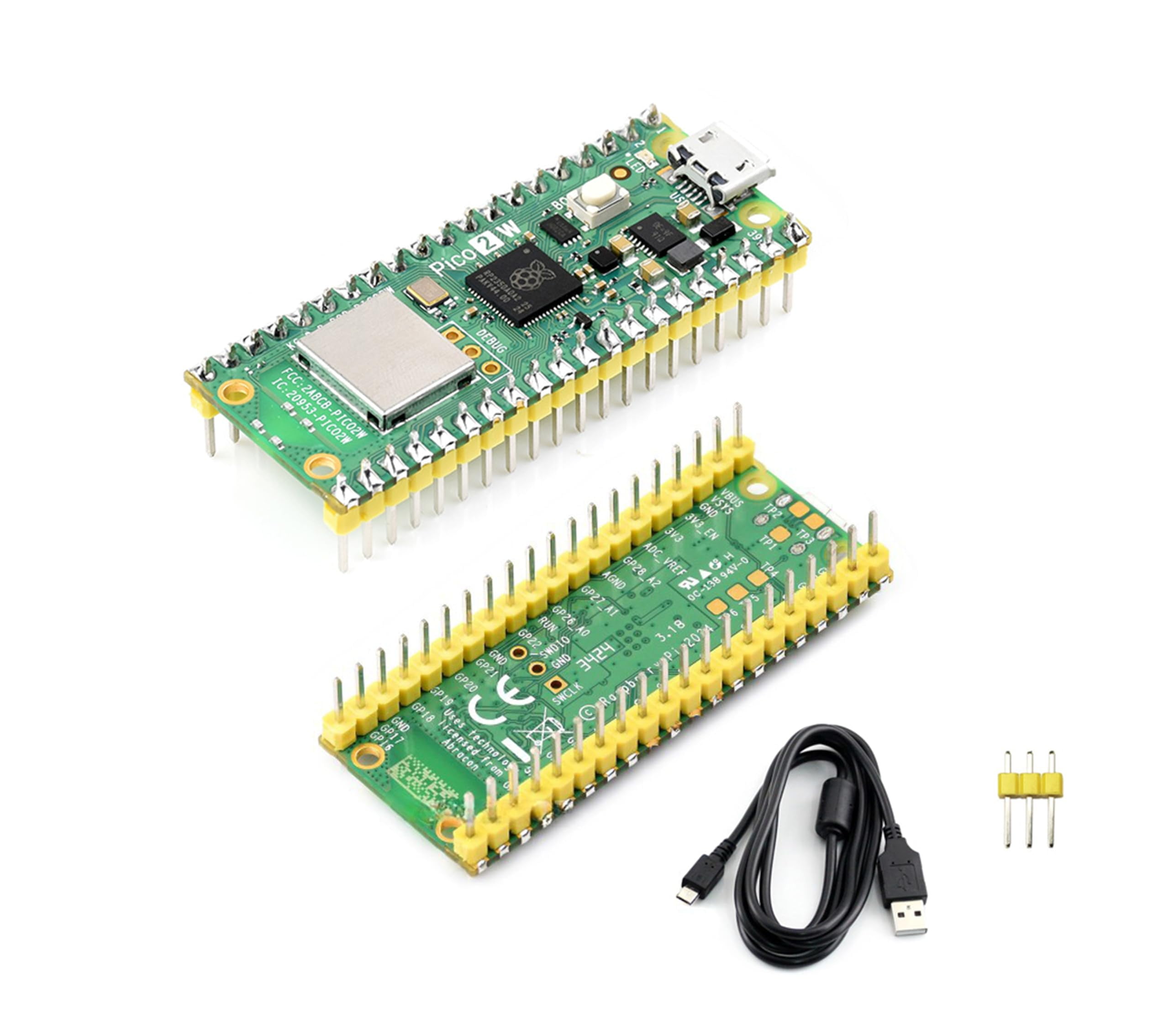 Pico 2 W KEF16 Pre-Soldered Header Compatible Raspberry Pi Pico 2 W Microcontroller Board, 2 ...