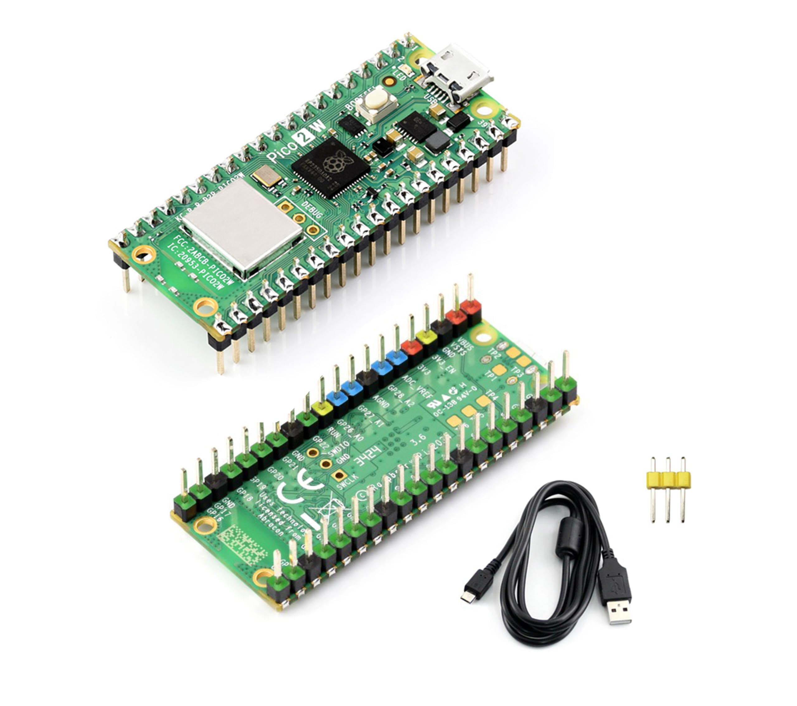 Pico 2 W with RRF12 Color Pre-Soldered Header with Raspberry Pi Pico 2 W Microcontroller Board ...