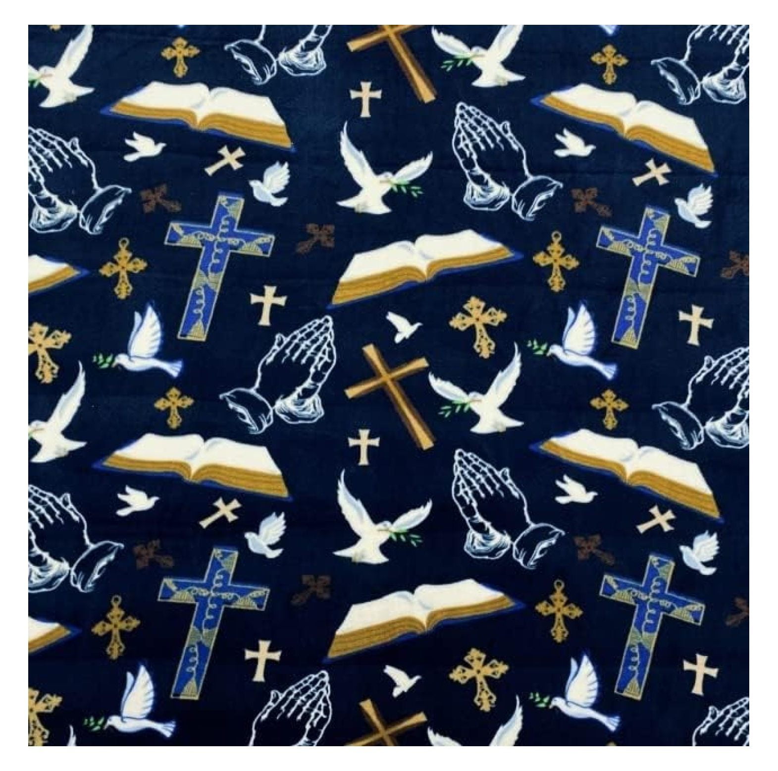 Pico Textiles 4 Yards Bolt - Christian Prayer Bible Print Fleece Fabric ...