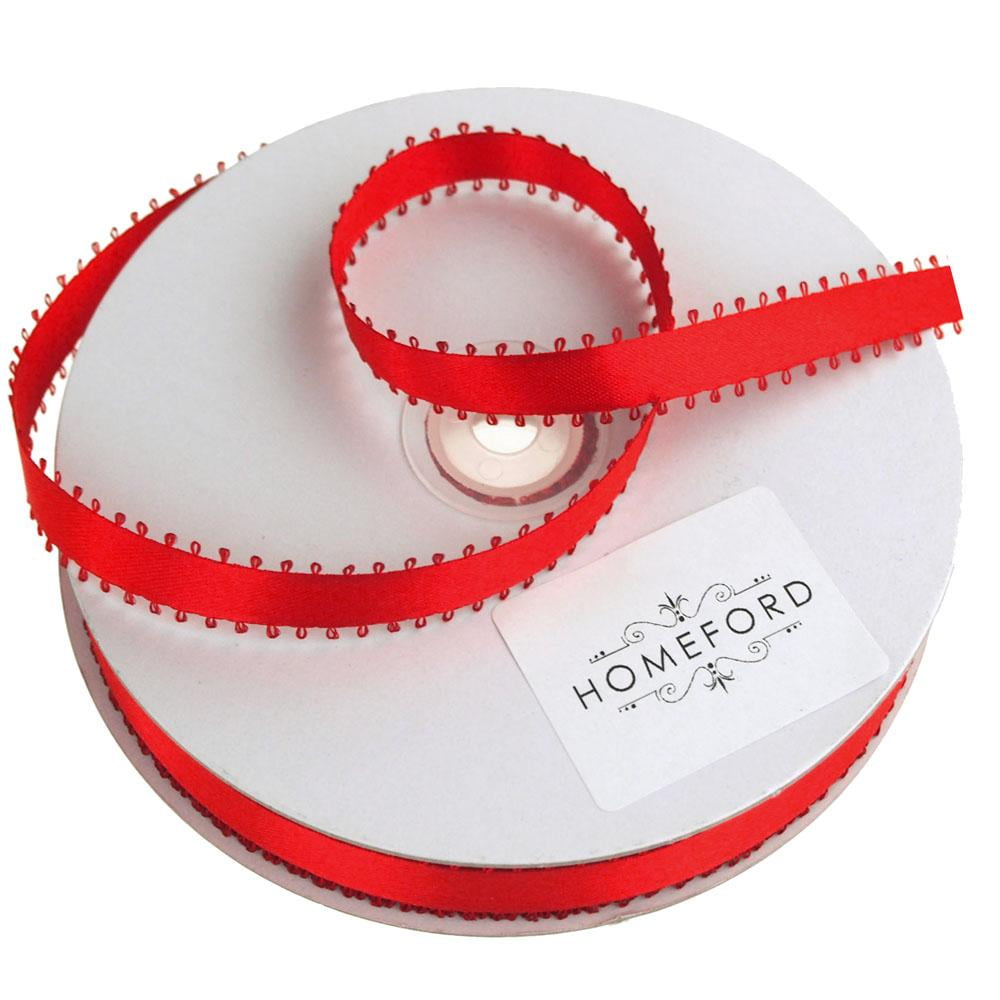 Picot-edge Double Face Satin Ribbon, 3/8-Inch, 50 Yards, Red - Walmart.com