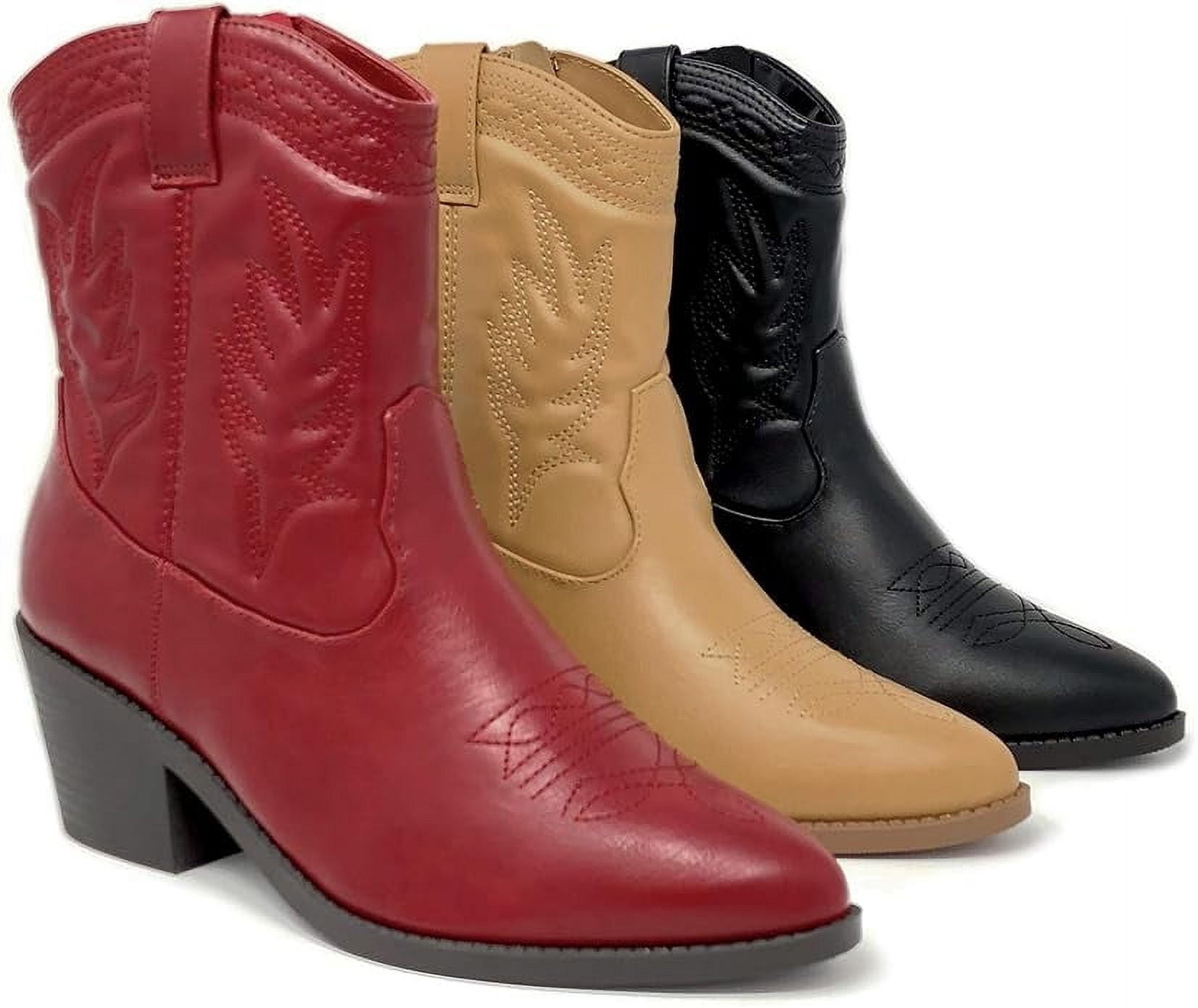 Picotee Red Soda Women Cowgirl Cowboy Western Stitched Ankle Boots ...