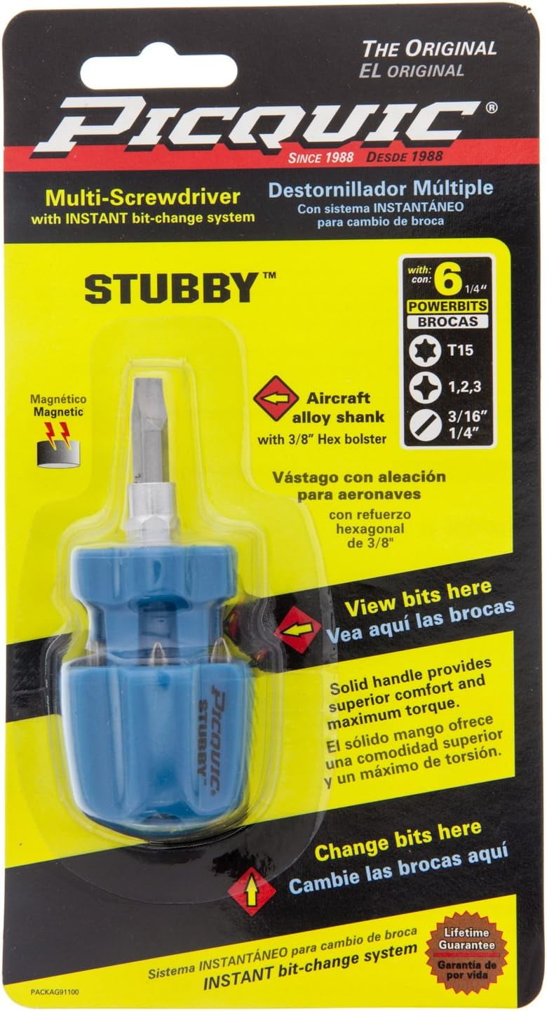 Picquic Stubby Multi-bit Screwdriver Colors Vary - Walmart.com