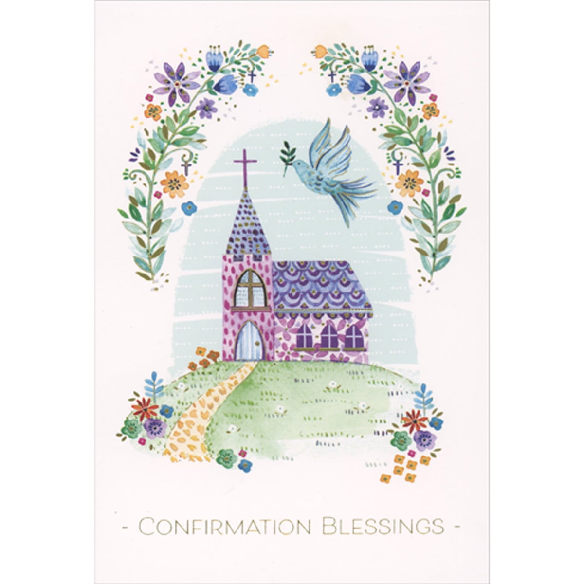Pictura Blue Dove Over Intricate Colorful Spring Church on Grassy Hill ...