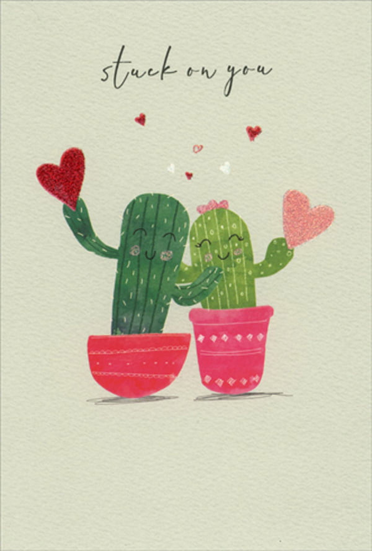 Pictura Cactus Couple Holding Hearts Our Wedding Anniversary Card ...