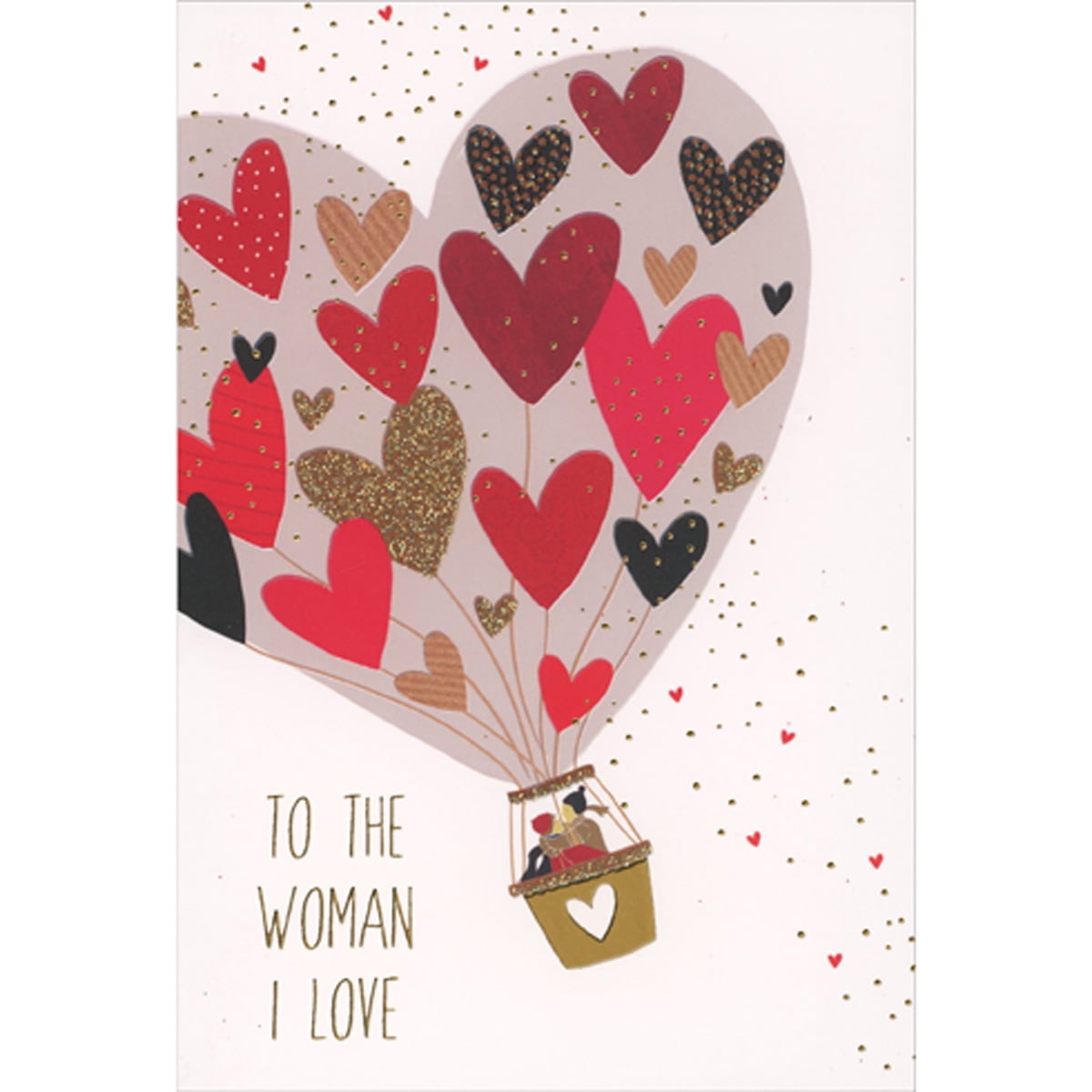 Pictura Couple in Hot Air Balloon Decorated with Gold and Red Hearts ...