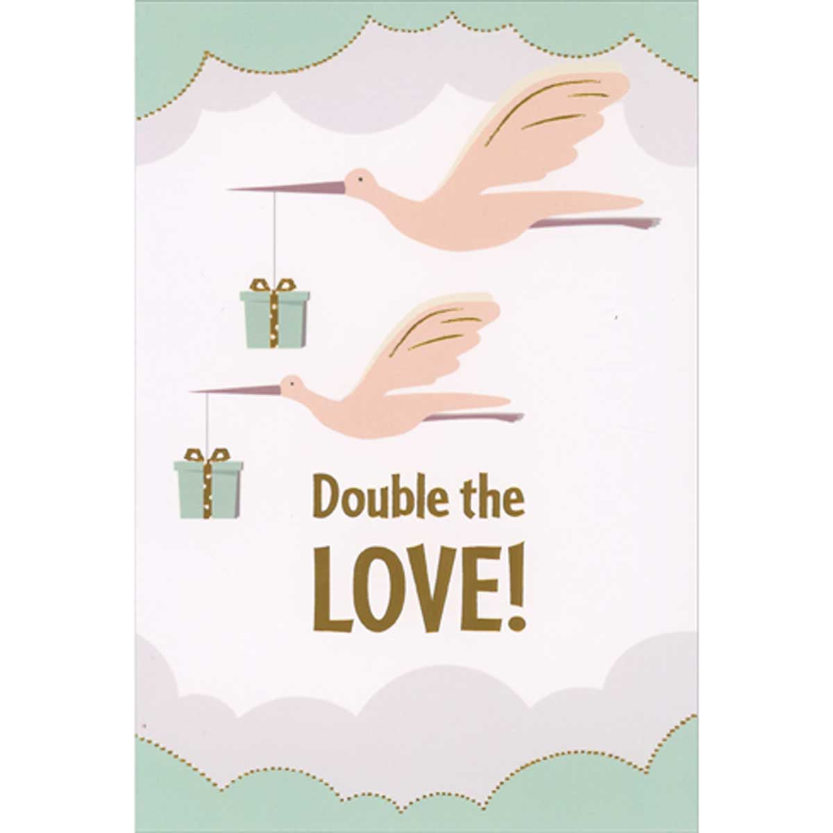 Pictura Double the Love: Two Storks Carrying Gifts Congratulations New ...