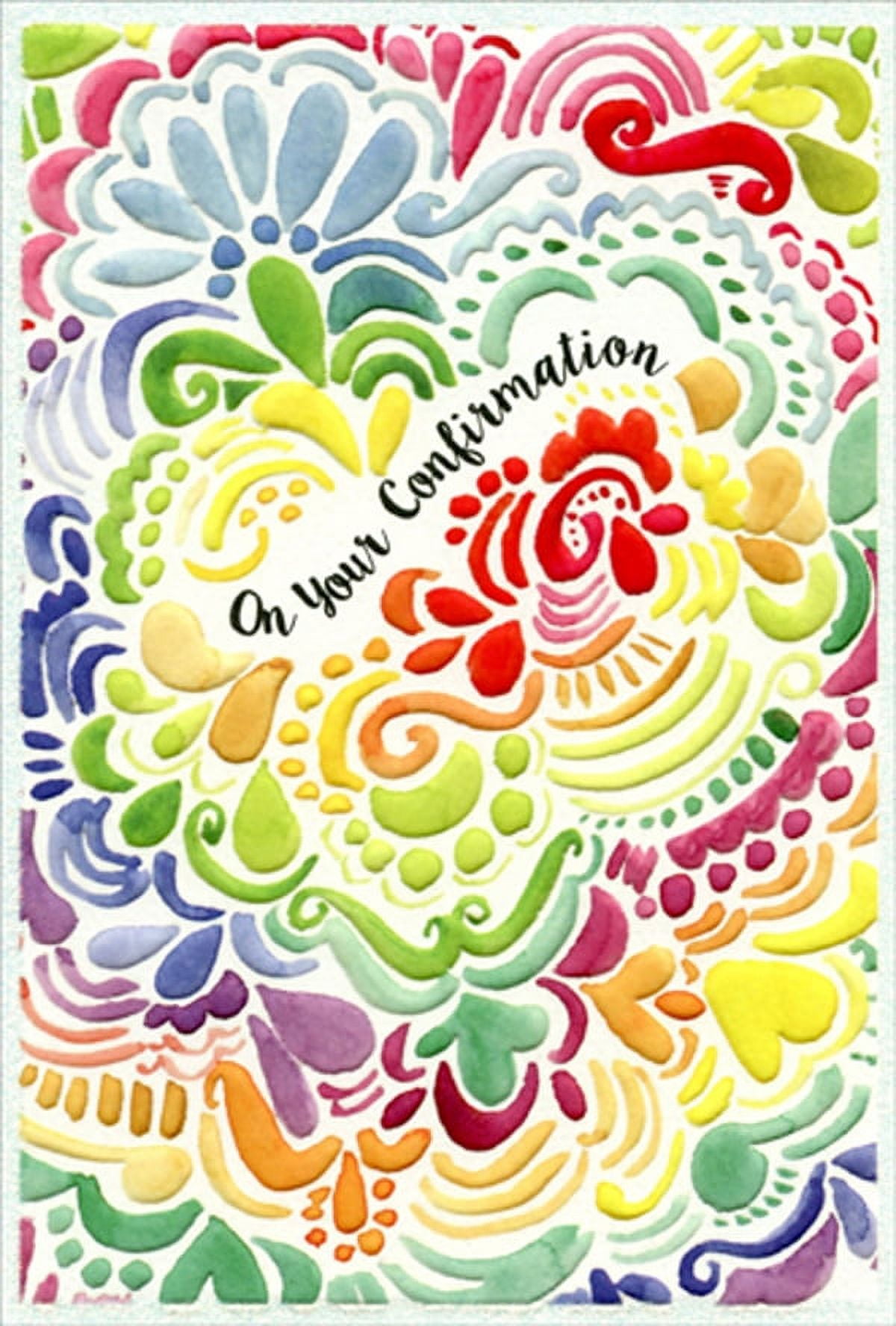 Pictura Embossed Rainbow Colored Swirls and Splashes Confirmation ...