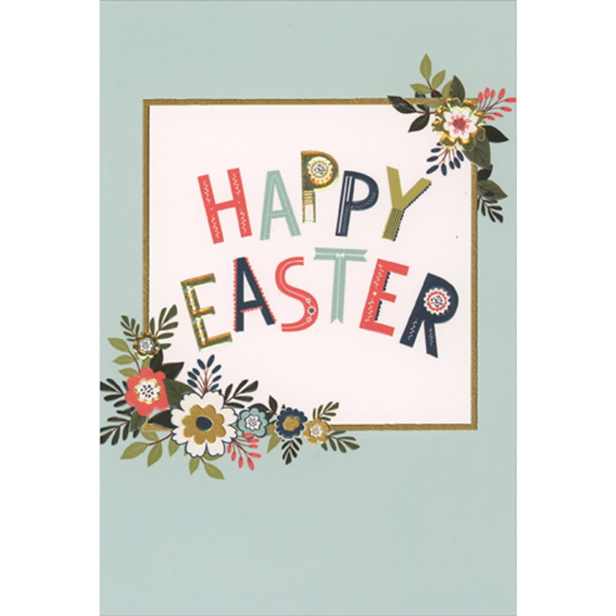 Pictura Happy Easter: Fun Vintage Lettering, Flowers and Gold Foil ...