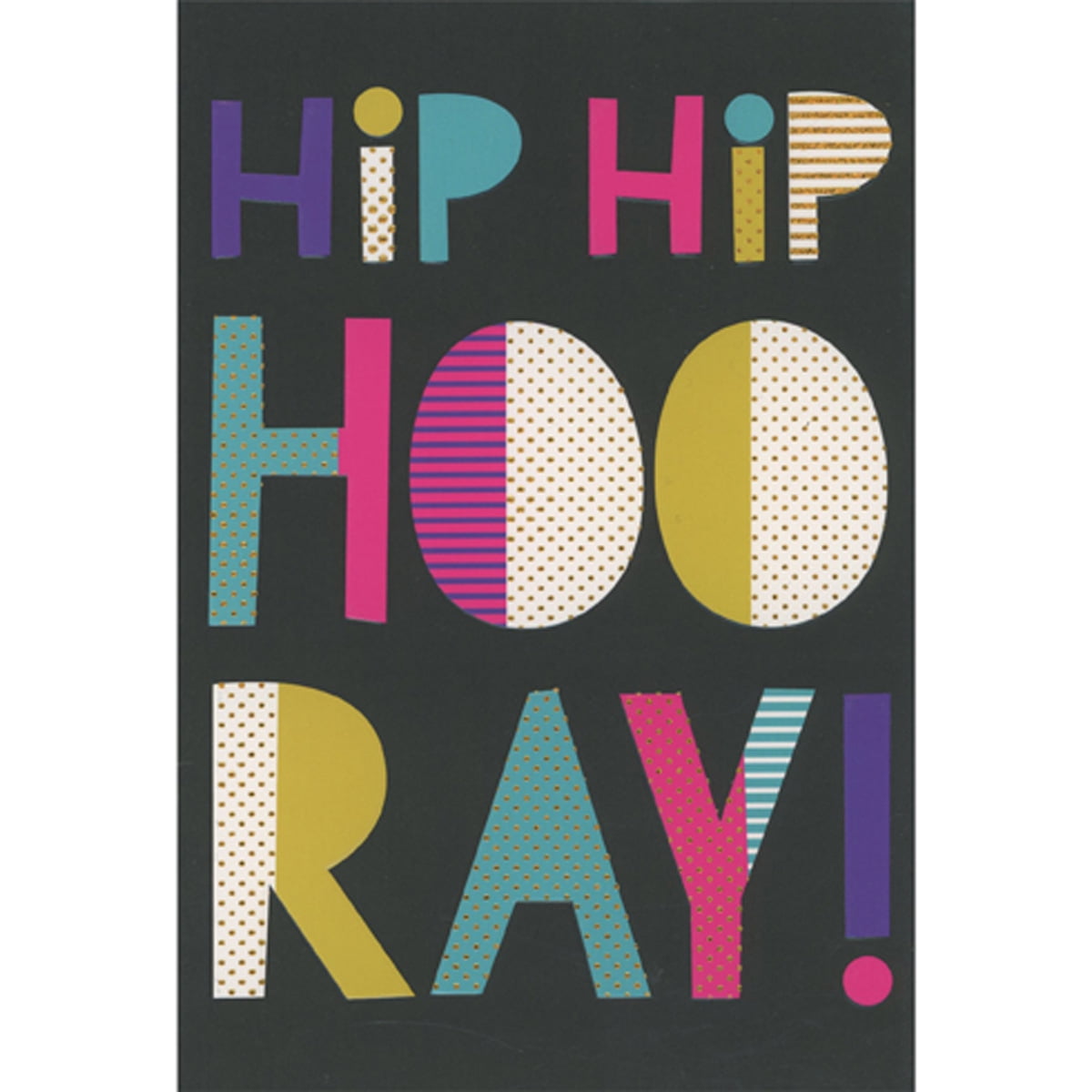Pictura Hip Hip Hoo Ray Colorful Retro Block Letter Font with Gold Foil ...