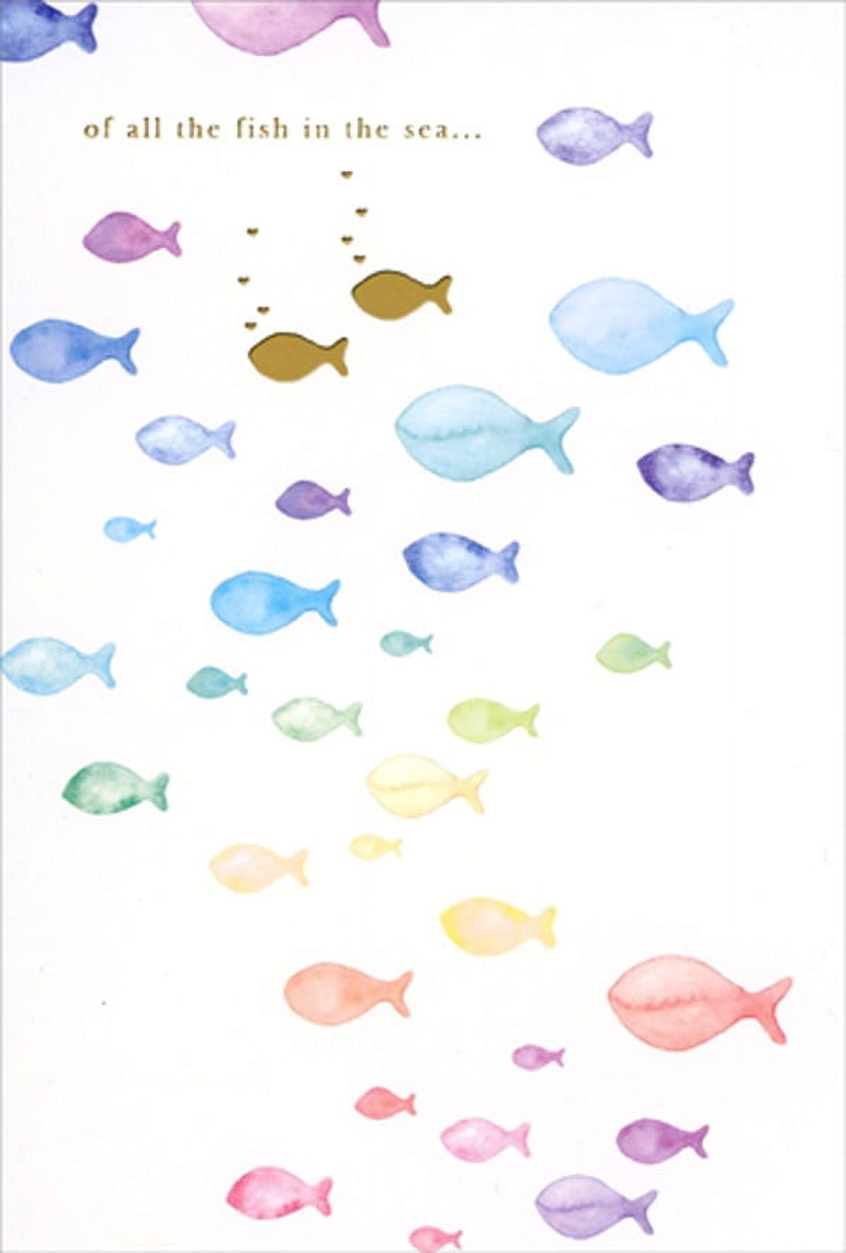 Pictura Many Watercolor Fish : Two Gold Foil Fish Wedding Anniversary ...