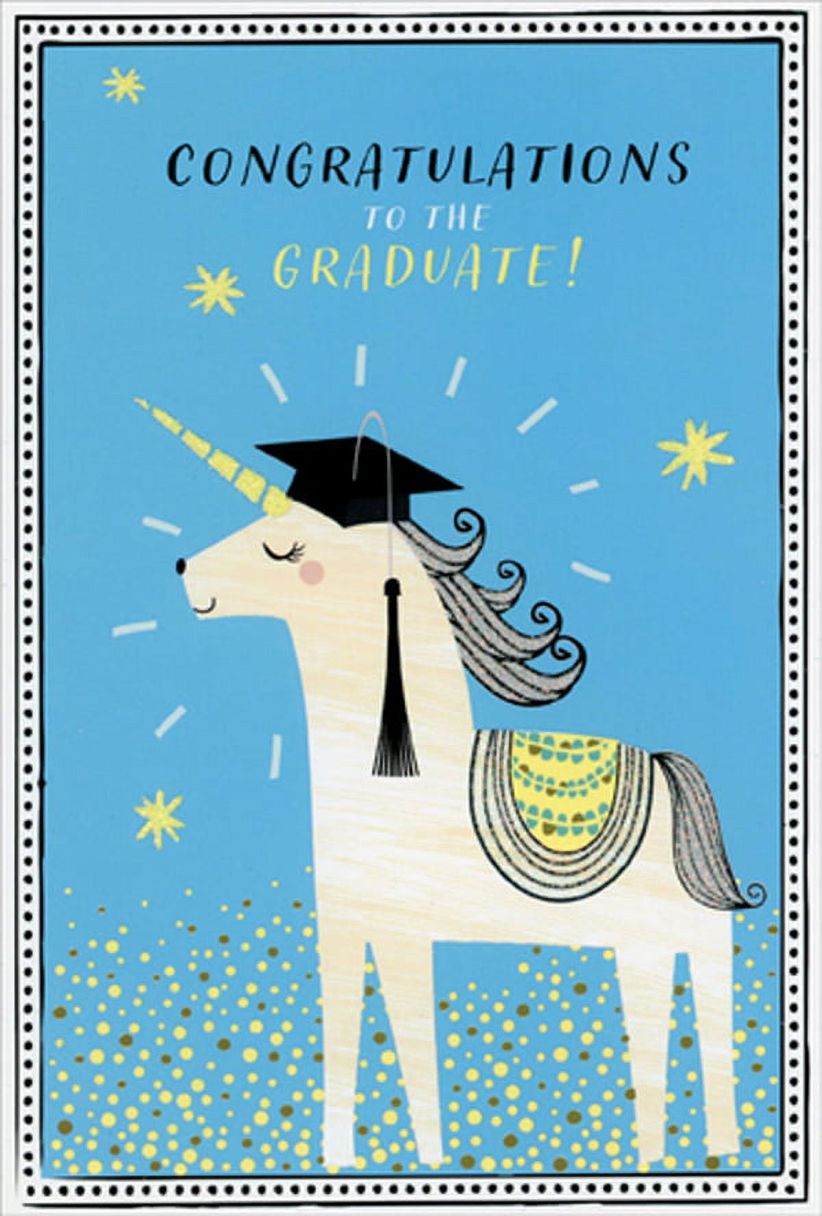 Pictura Unicorn Grad in Black Grad Cap Graduation Congratulations Card ...