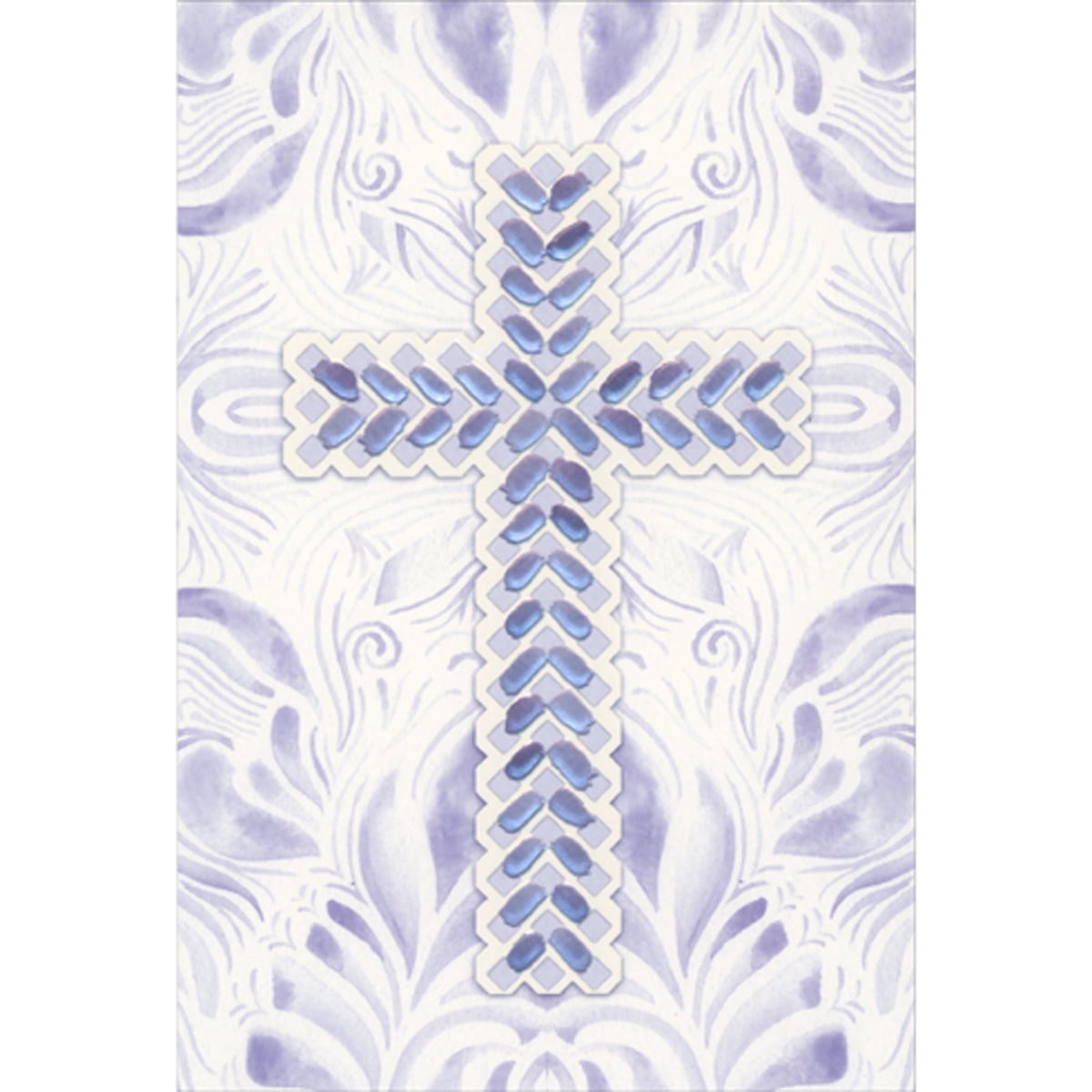 Pictura Woven Patterned Purple and White Cross First Communion ...