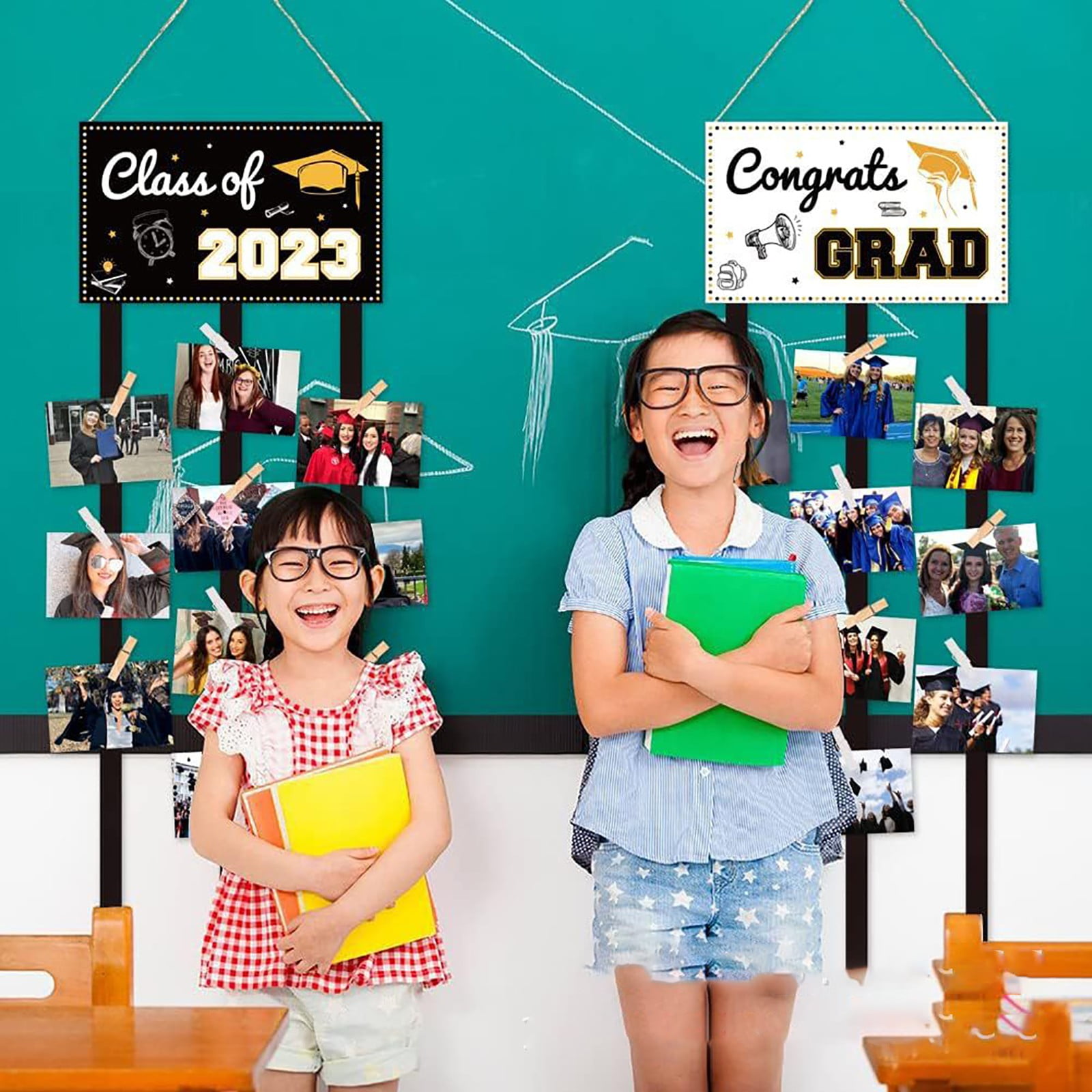 Picture Board for Graduation Party Wooden Hanging Picture Display 2PC ...