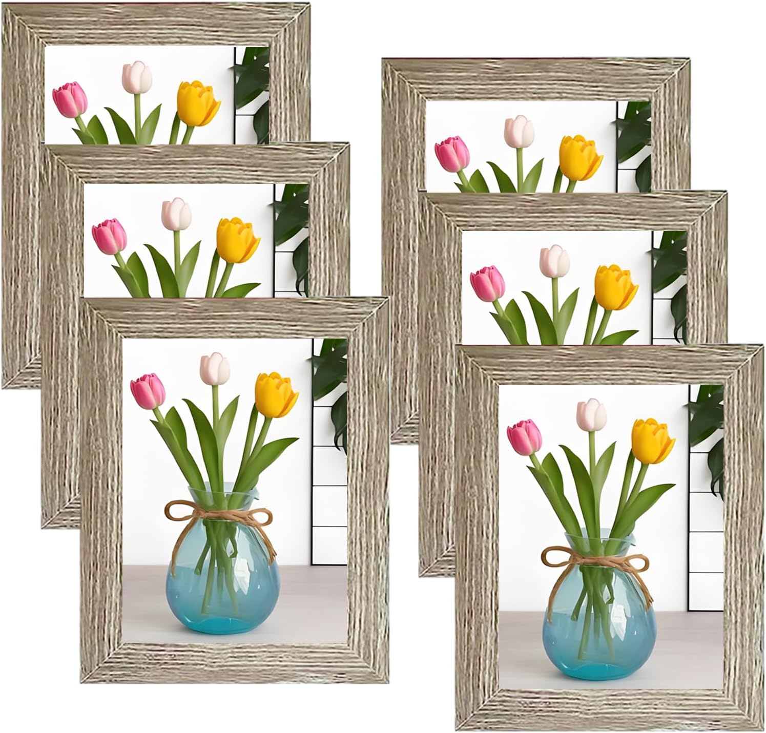 Picture Frame 5x7 Set 6 pack, Farmhouse Rustic Photo Frames Wood ...