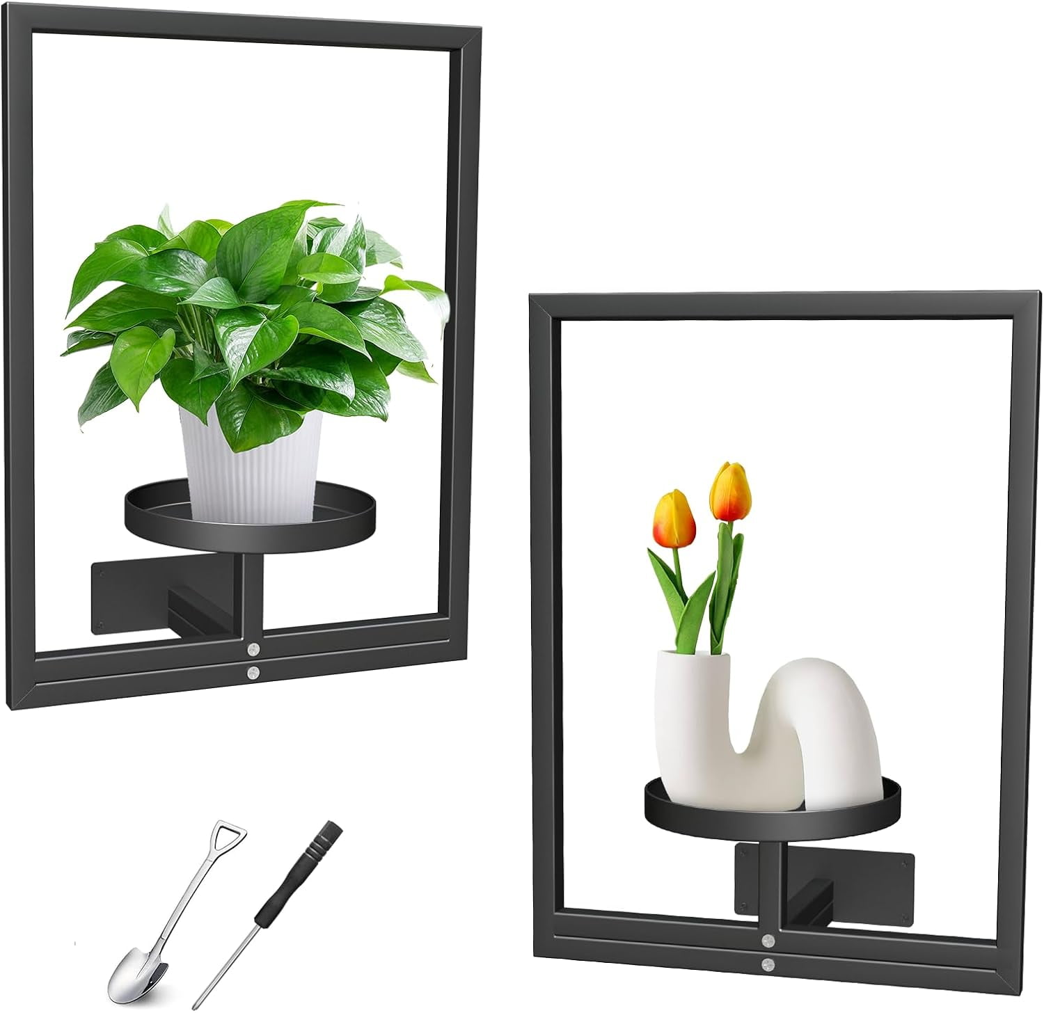 Picture Frame Plant Holder, 2 Pack Wall Mount Plants shelf Window ...