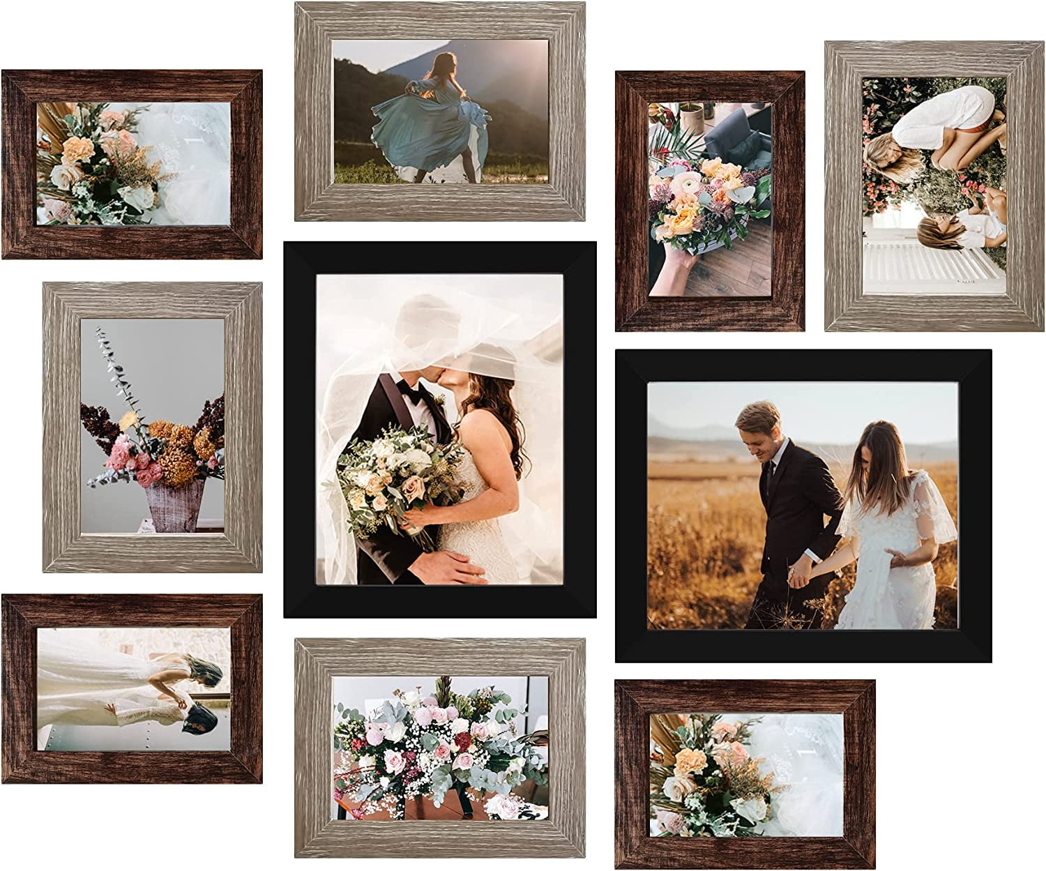 Picture Frame Set 10-Pack, Gallery Wall Frame Collage with 8x10 5x7 4x6 ...