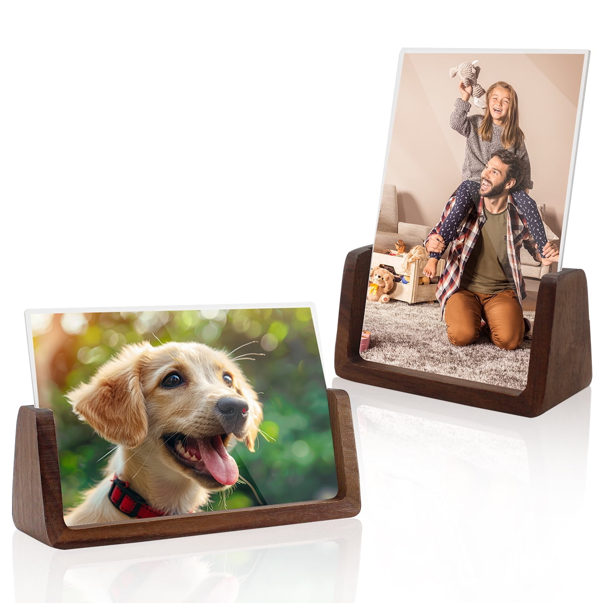 Picture Frame Set of 2 Rustic Wooden Picture Frames , 4x6 Walnut Photo ...