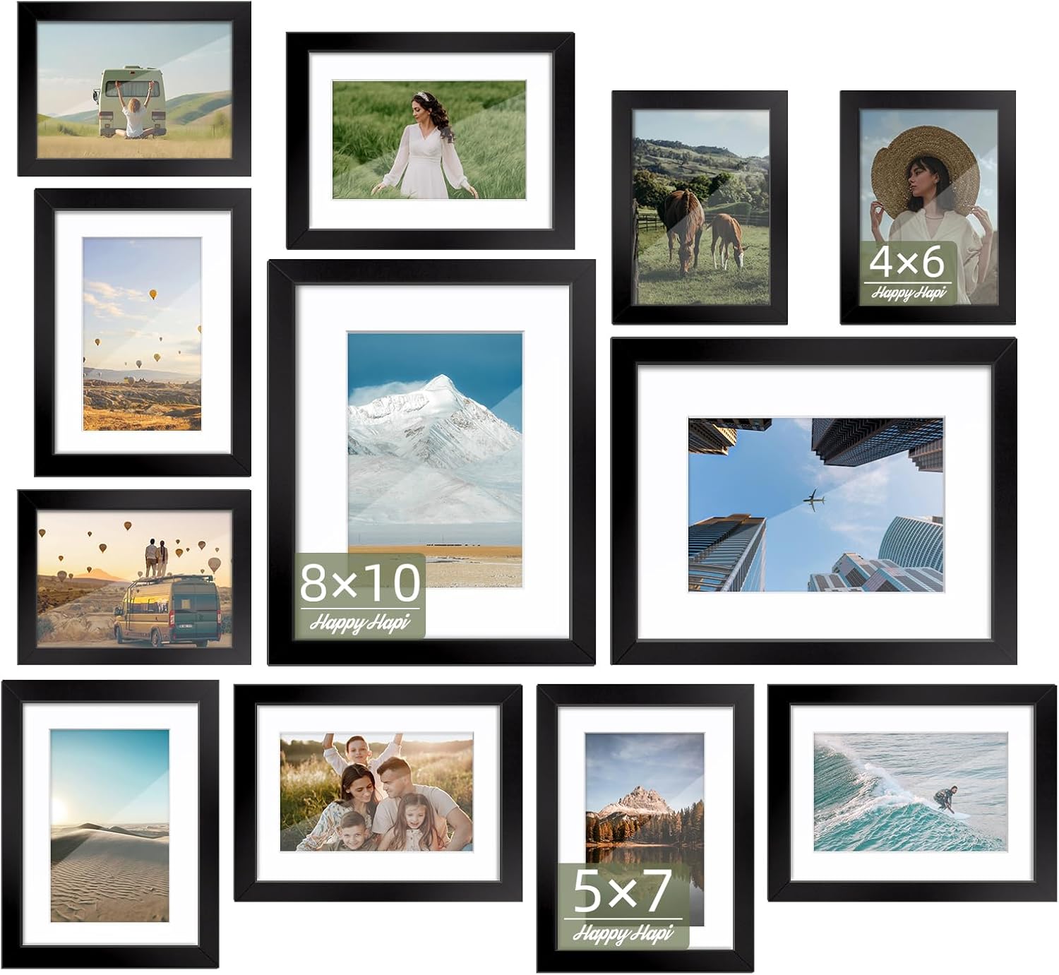 Picture Frame Set of 12, Gallery Wall Frame Set for Wall Mounting or Tabletop Display, Multi ...
