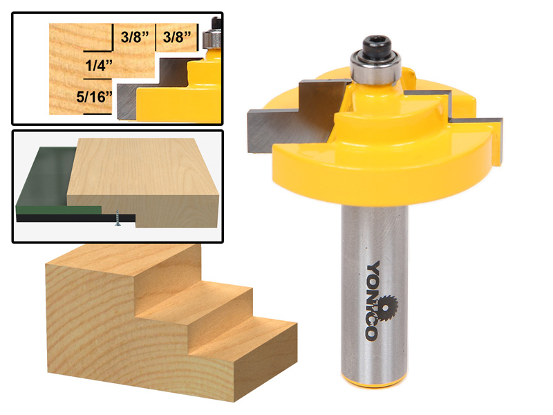 Yonico Picture Frame Stepped Rabbet Router Bit For 3/16" Glass 18127 ...
