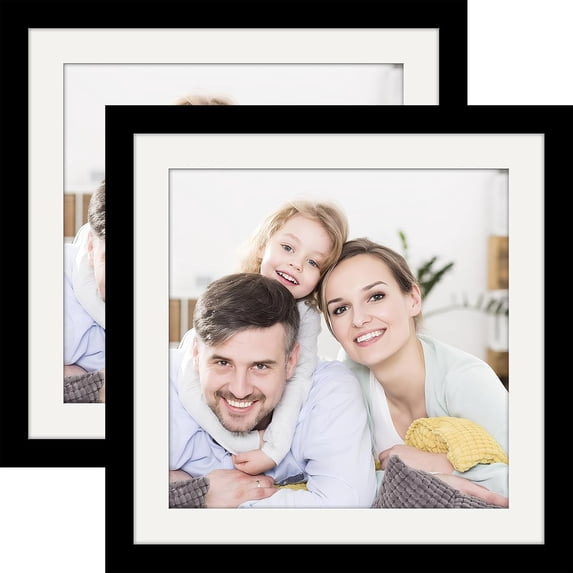 Picture Frames 10x10 2 Pack Made of Solid Wood Black for Wall Mounting ...