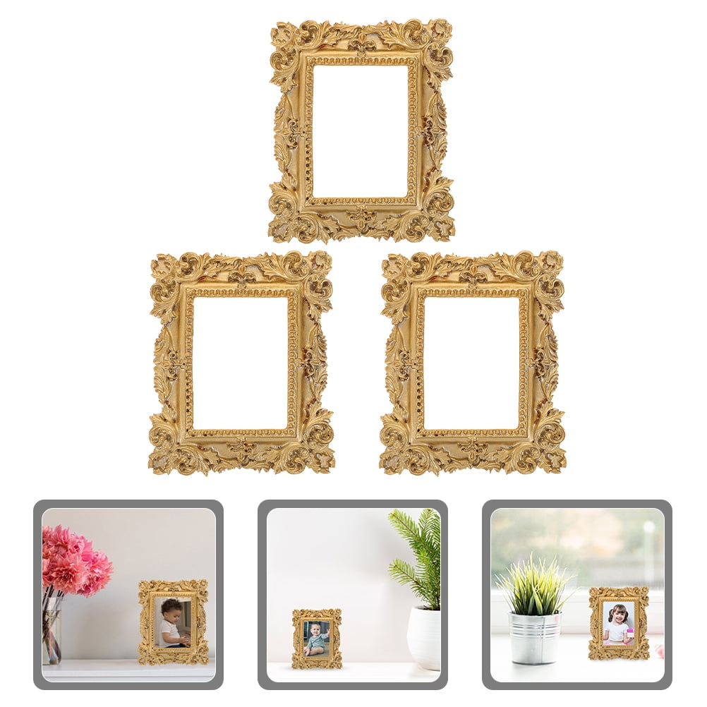 FRCOLOR Retro Style Photo Frame Prop Golden Resin 3Pcs Display Prop ...