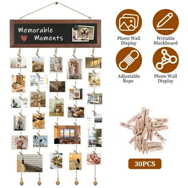 Hanging Photo Display,Picture Holder with LED String Light Decor,Wall ...