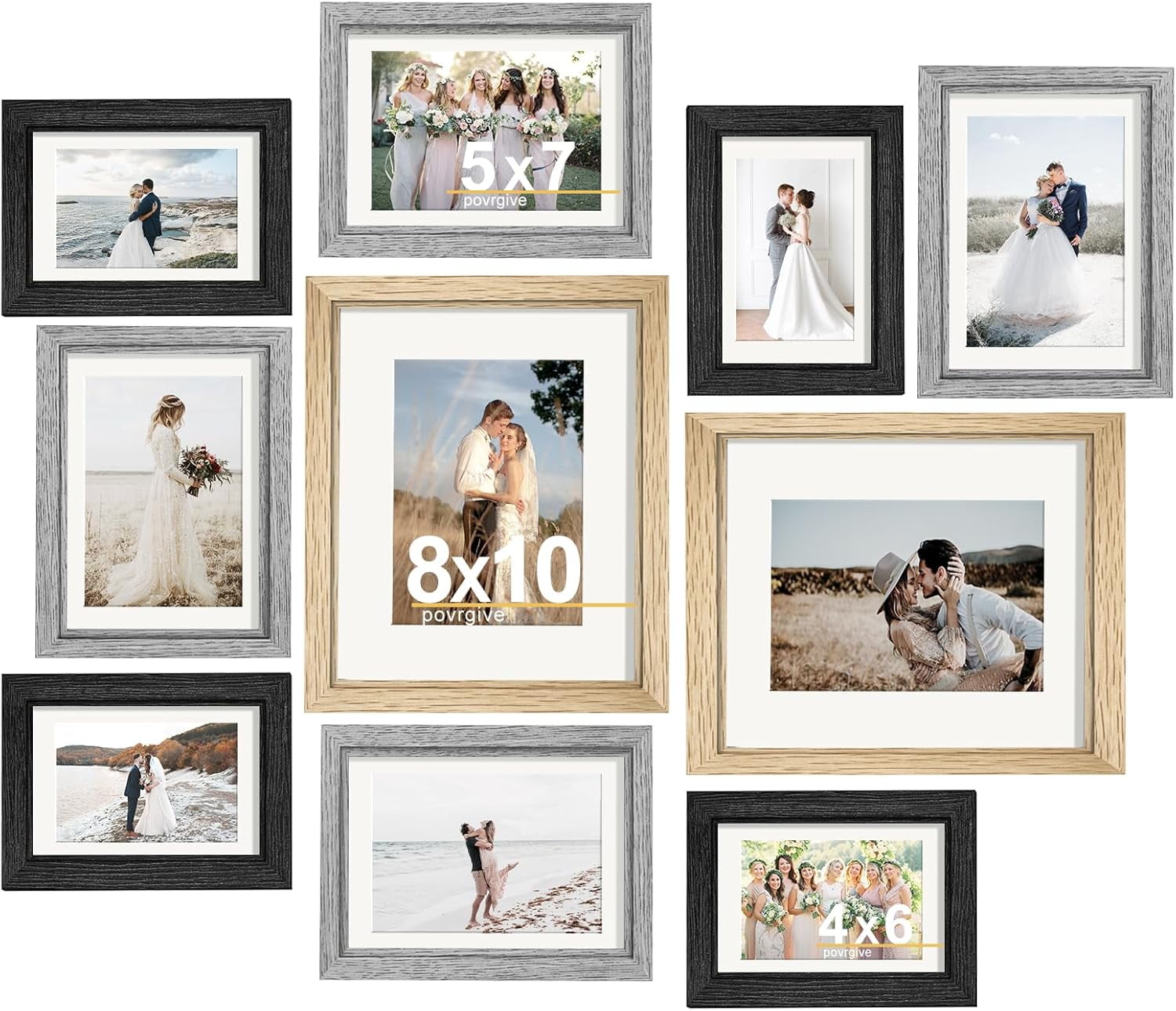 Picture Frames Set of 10, Picture Frames Collage Wall Decor with 8x10 ...