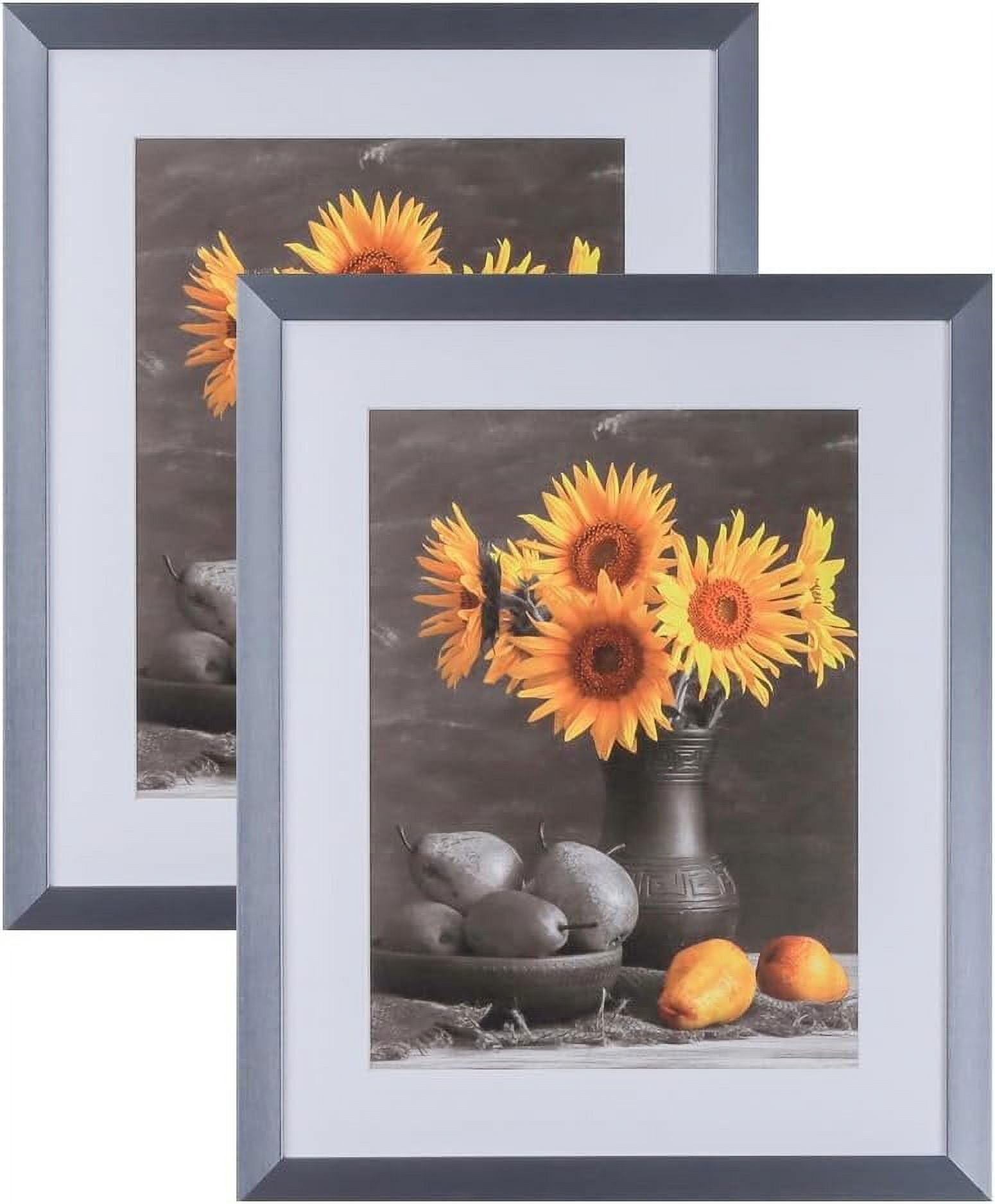 Picture Frames Set of 2. 1-1/8" Polystyrene Modern Bluish Silver 14x18 ...