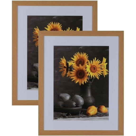 Picture Frames Set of 2. 1-1/8" Polystyrene Modern Oak 12x18 ...