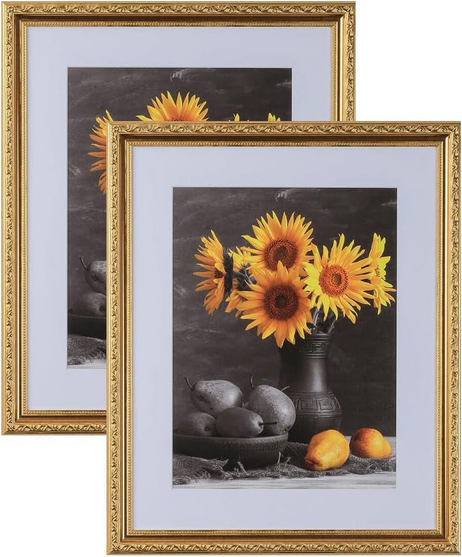 Picture Frames Set of 2. 1-3/8" Polystyrene Modern Antique Gold 14x17 ...
