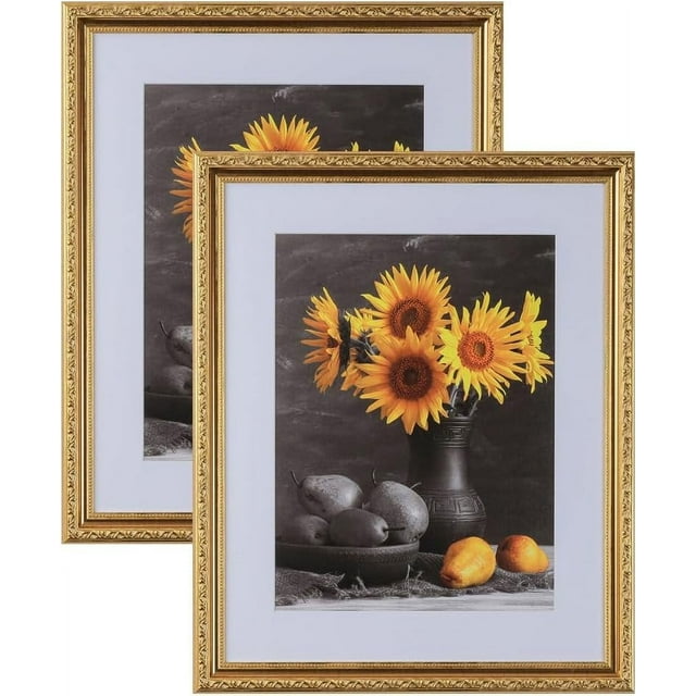 Picture Frames Set of 2. 1-3/8" Polystyrene Modern Antique Gold 4x6 ...