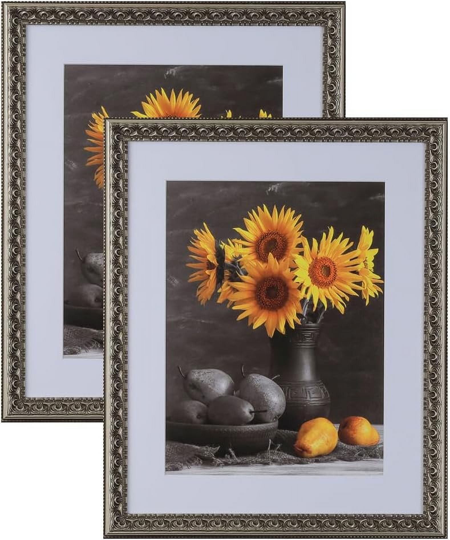Picture Frames Set of 2. 1-3/8" Polystyrene Modern Antique Silver 17x17 ...