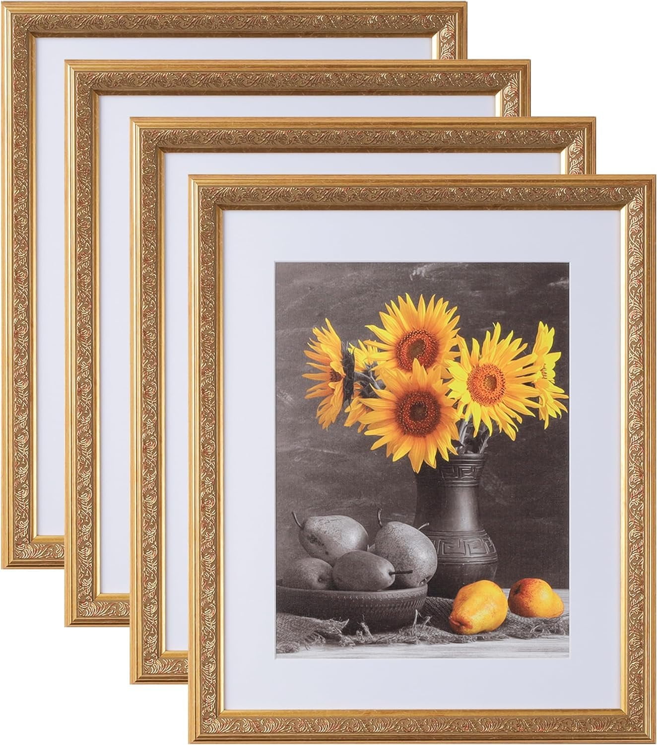 Picture Frames Set of 4. 1-1/2" Polystyrene Modern Ornate Gold 18x36 ...