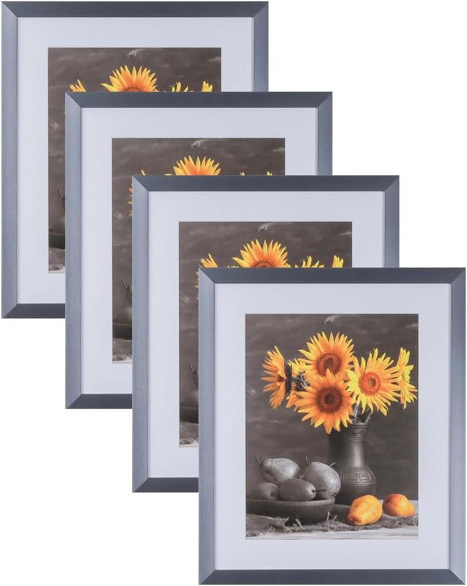 Picture Frames Set of 4. 1-1/8" Polystyrene Modern Bluish Silver 12x12 ...