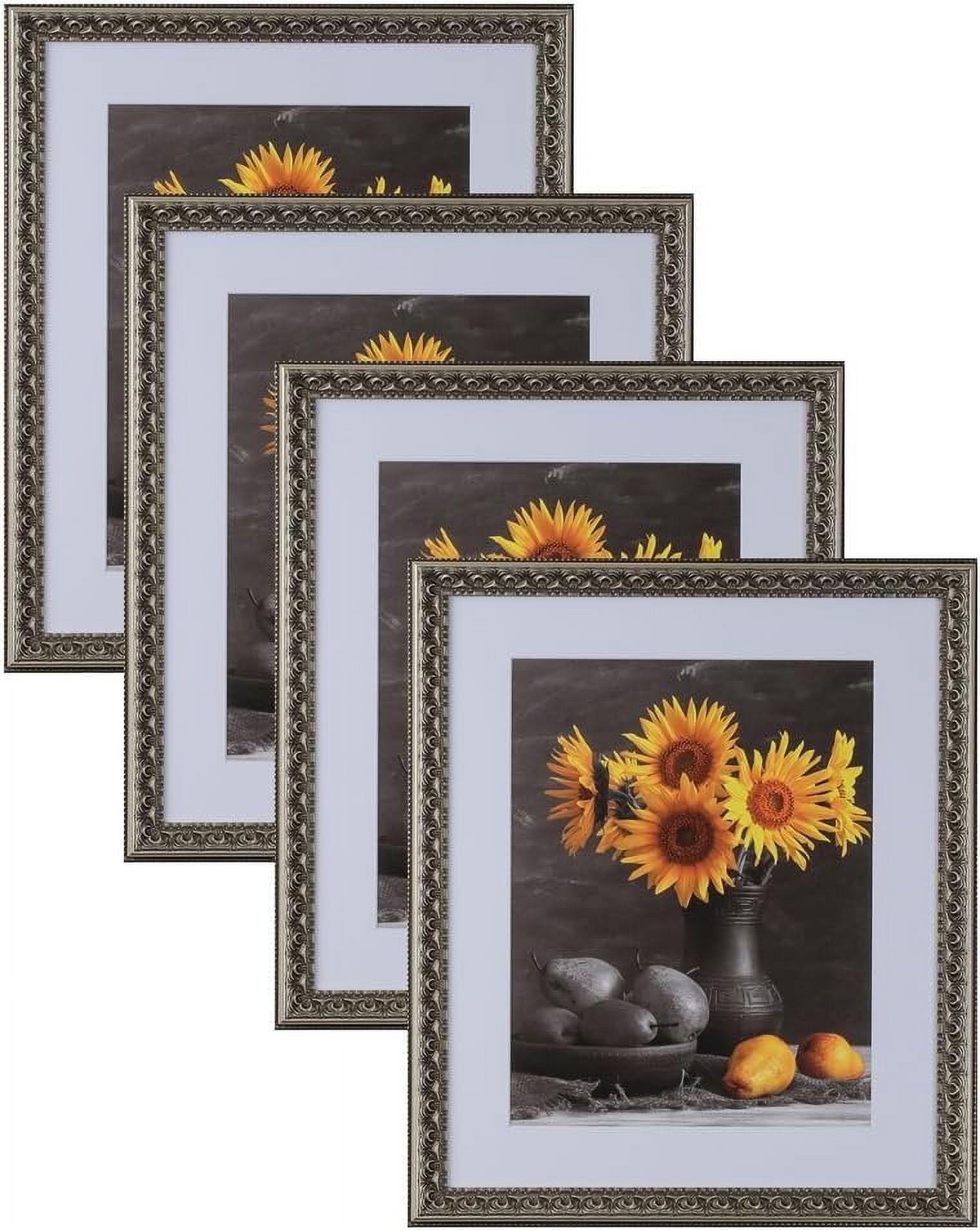 Picture Frames Set of 4. 1-3/8" Polystyrene Modern Antique Silver 14x22 ...