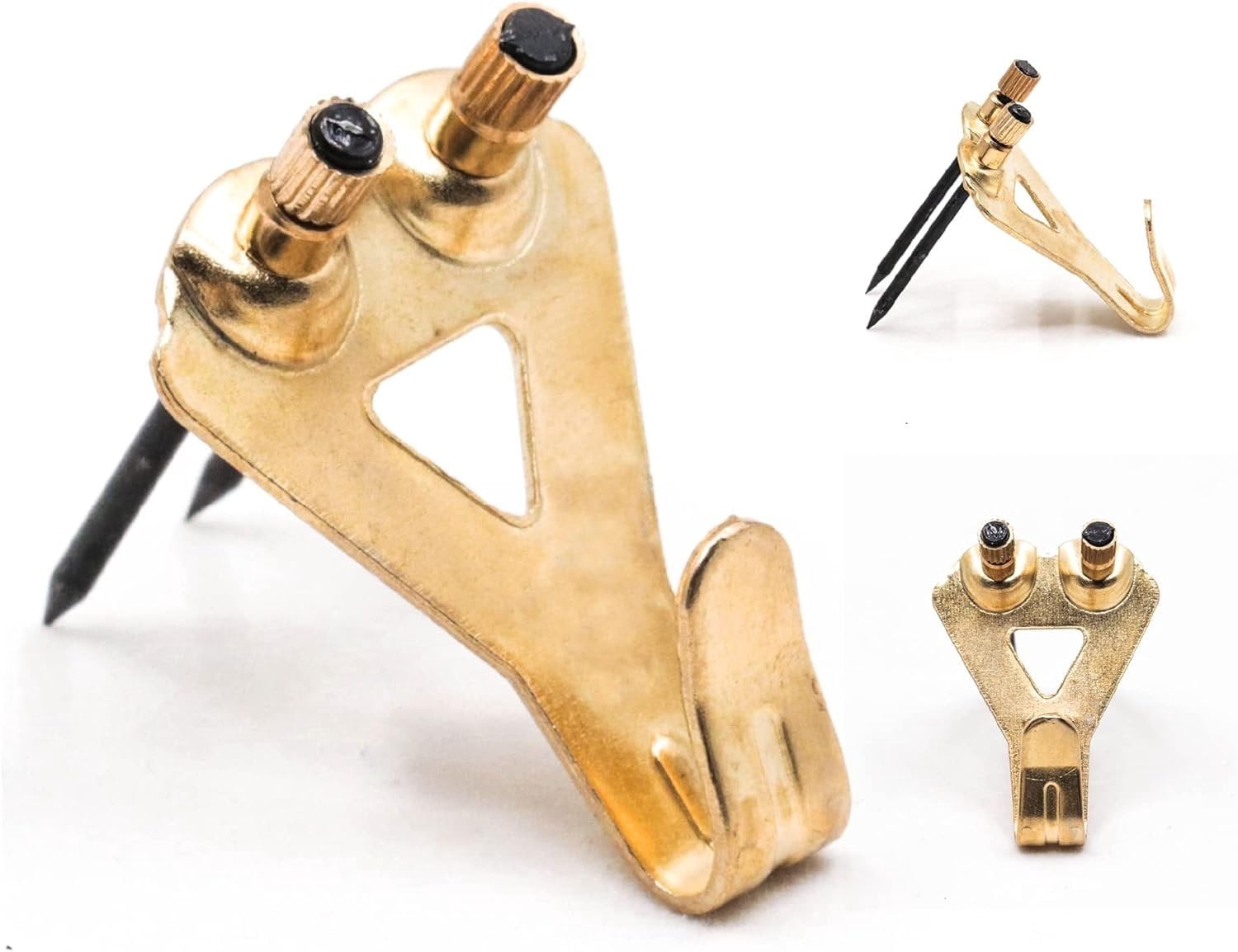 Picture Hang Solutions Brass Picture Hook with Nails 50-lb Capacity 100 ...
